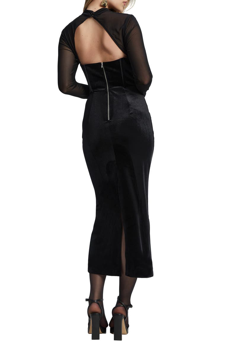 Bardot Castila Cutout Long Sleeve Corset Bodice Velvet Dress ...