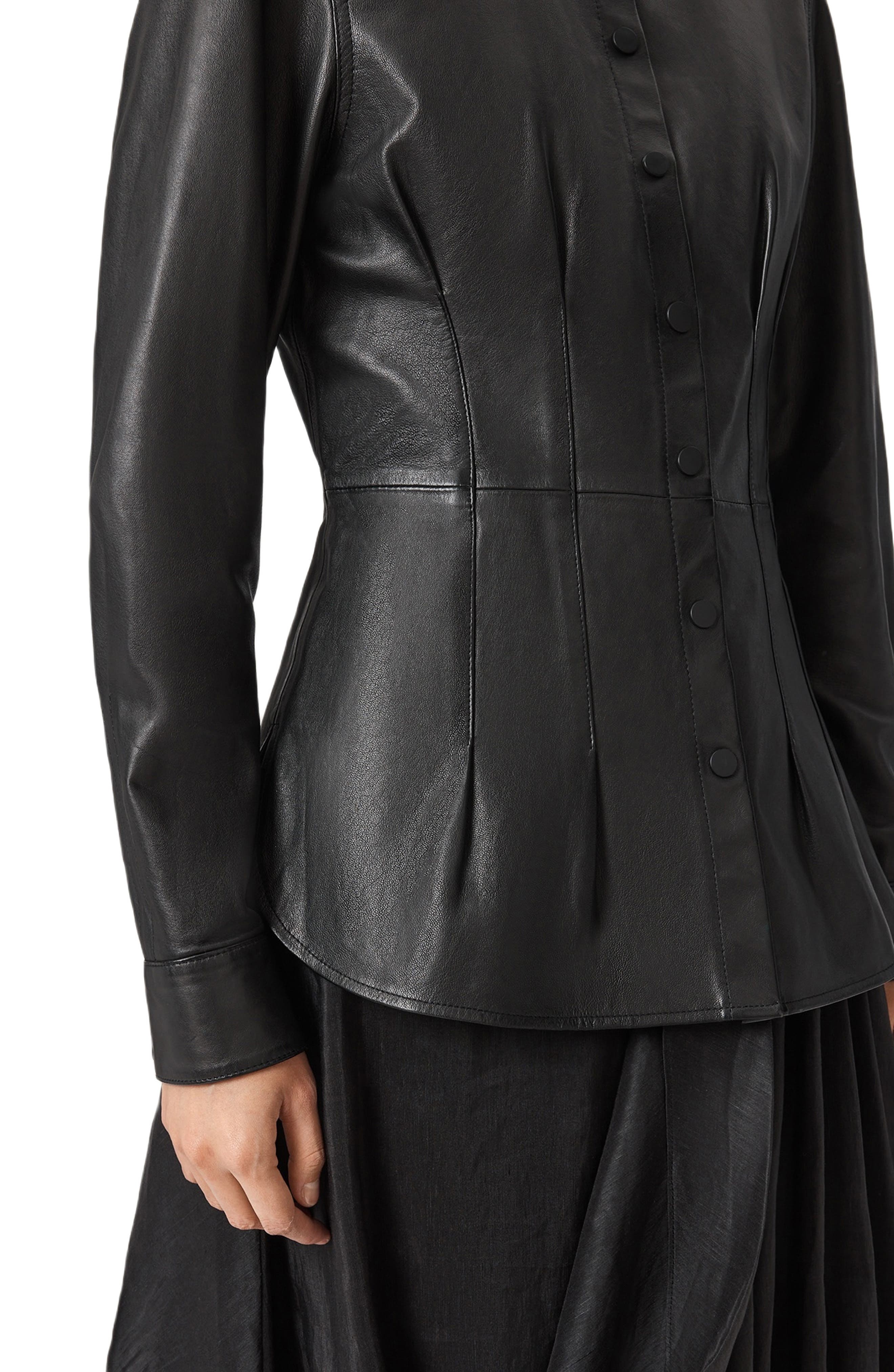 AllSaints Larson Lea Leather Jacket | Nordstrom