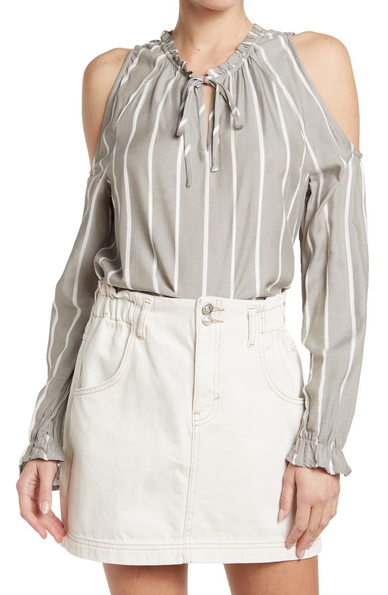 COMO VINTAGE Striped Cold Shoulder Blouse | Nordstromrack