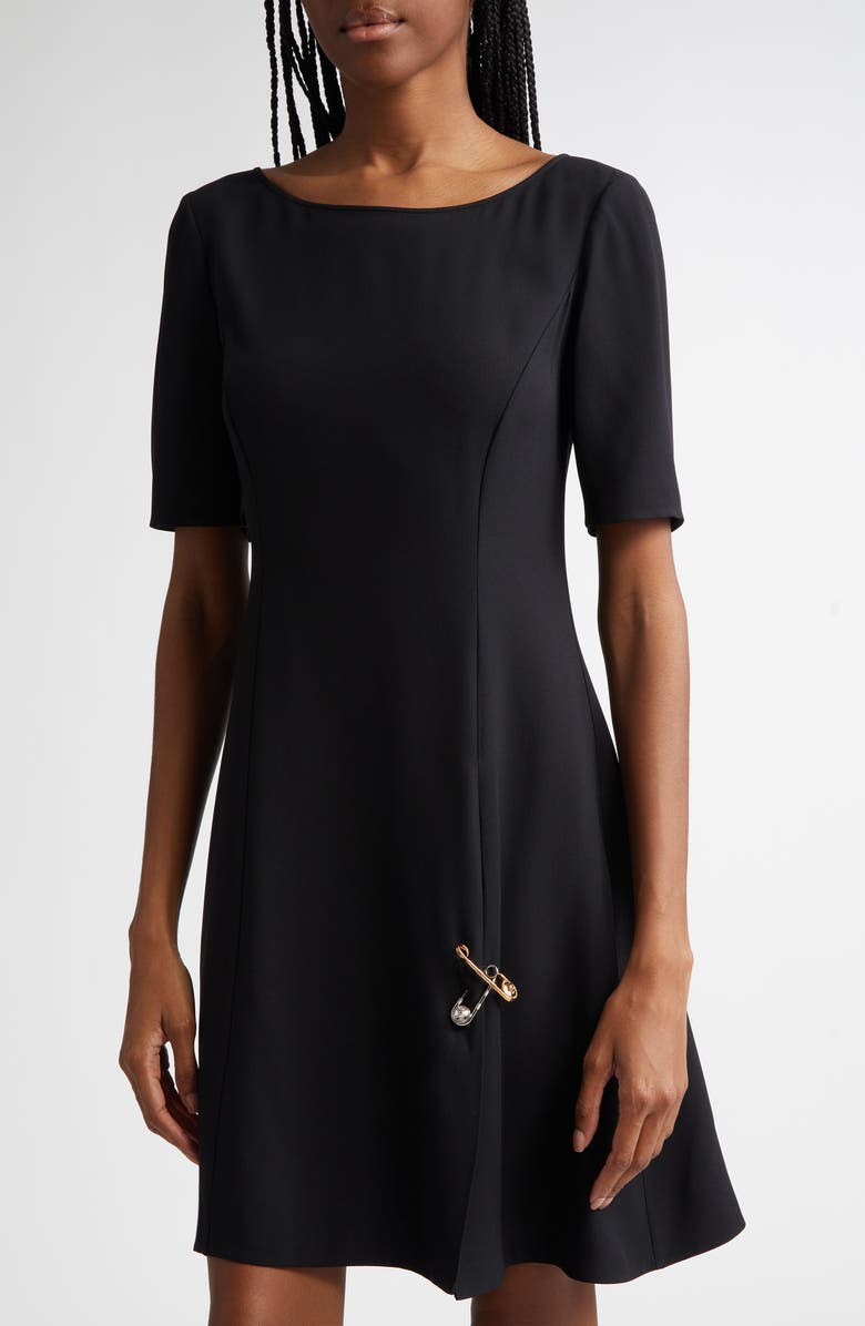 Versace Safety Pin Matte Satin Fit & Flare Dress | Nordstrom