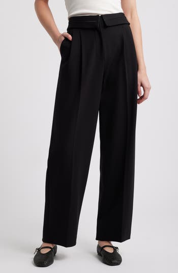 rag & bone Tasha Folded Waist Wide Leg Ponte Pants | Nordstrom