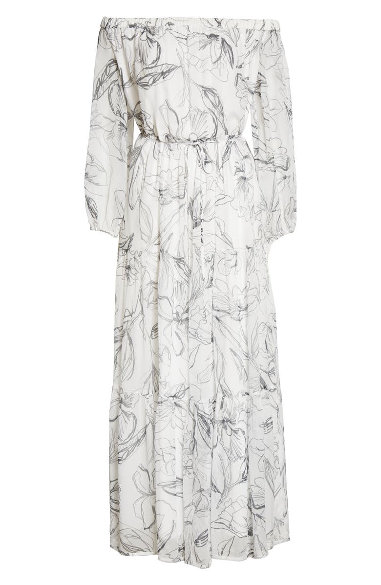 Milly Pierce Sketched Iris Off the Shoulder Long Sleeve Maxi Dress ...