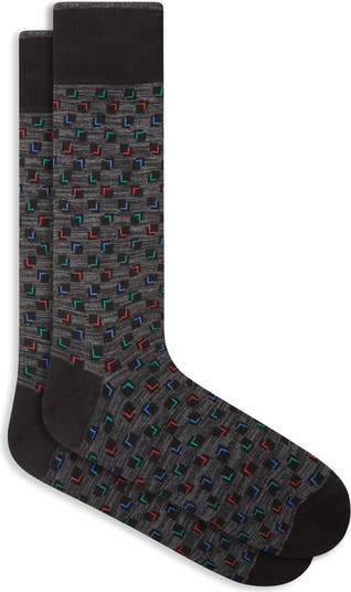 Bugatchi Geometric Mercerized Cotton Blend Dress Socks | Nordstrom