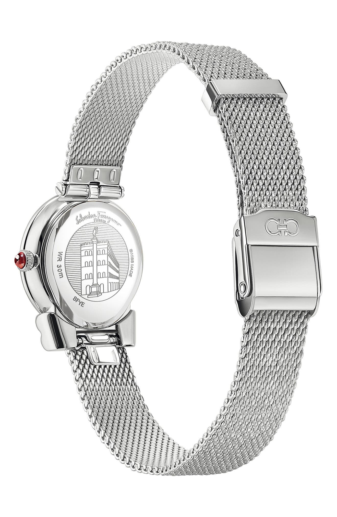 FERRAGAMO Salvatore Ferragamo Gancini Stones Mesh Strap Watch, 22mm ...