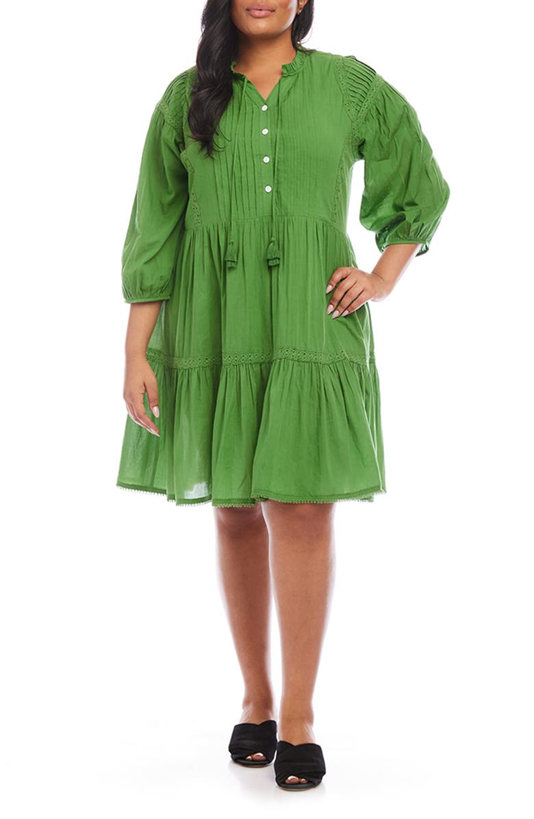 Karen Kane Tiered Lace Trim Cotton Dress | Nordstromrack