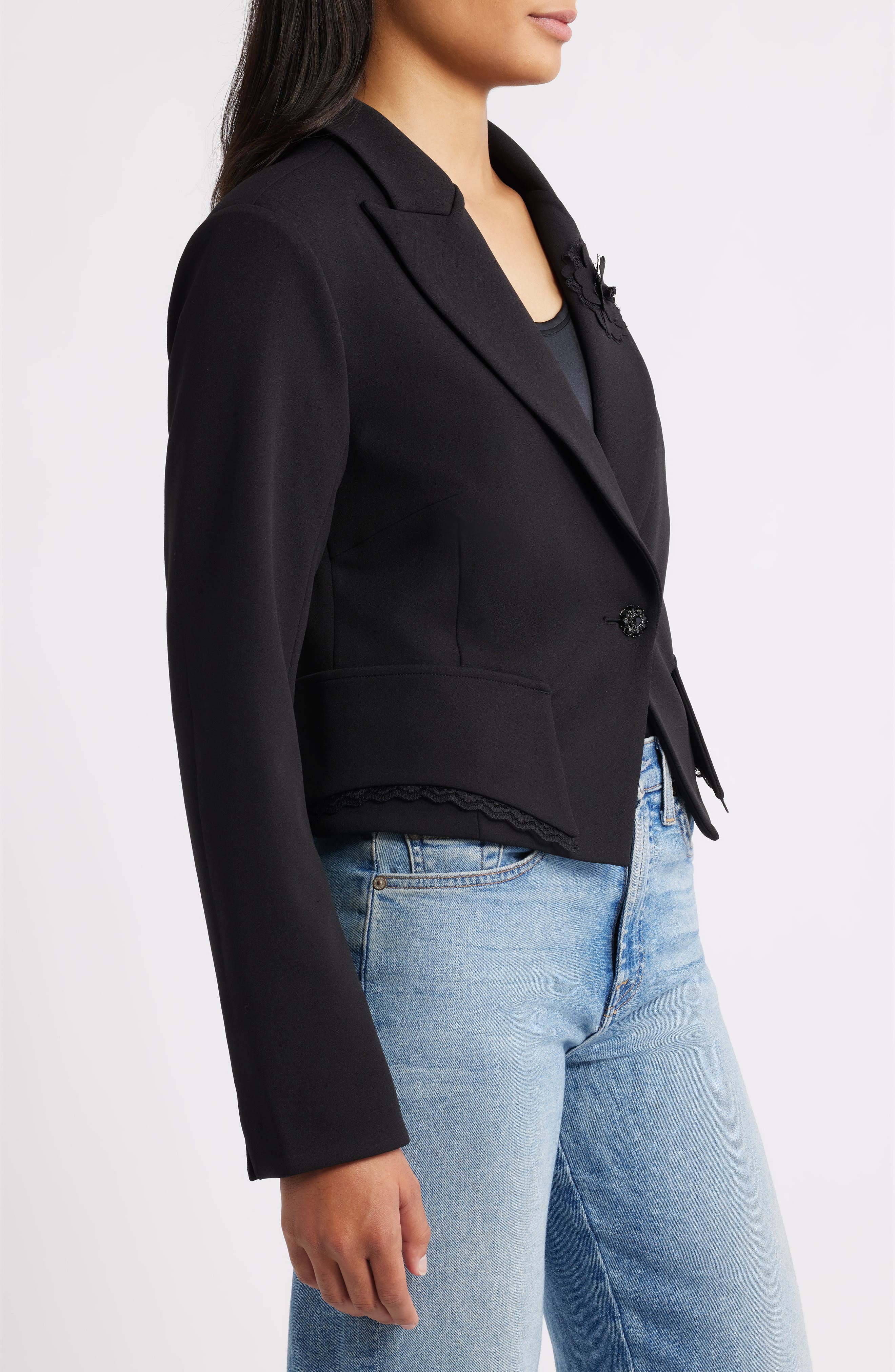 Wit & Wisdom Floral Appliqué Crop Jacket | Nordstrom