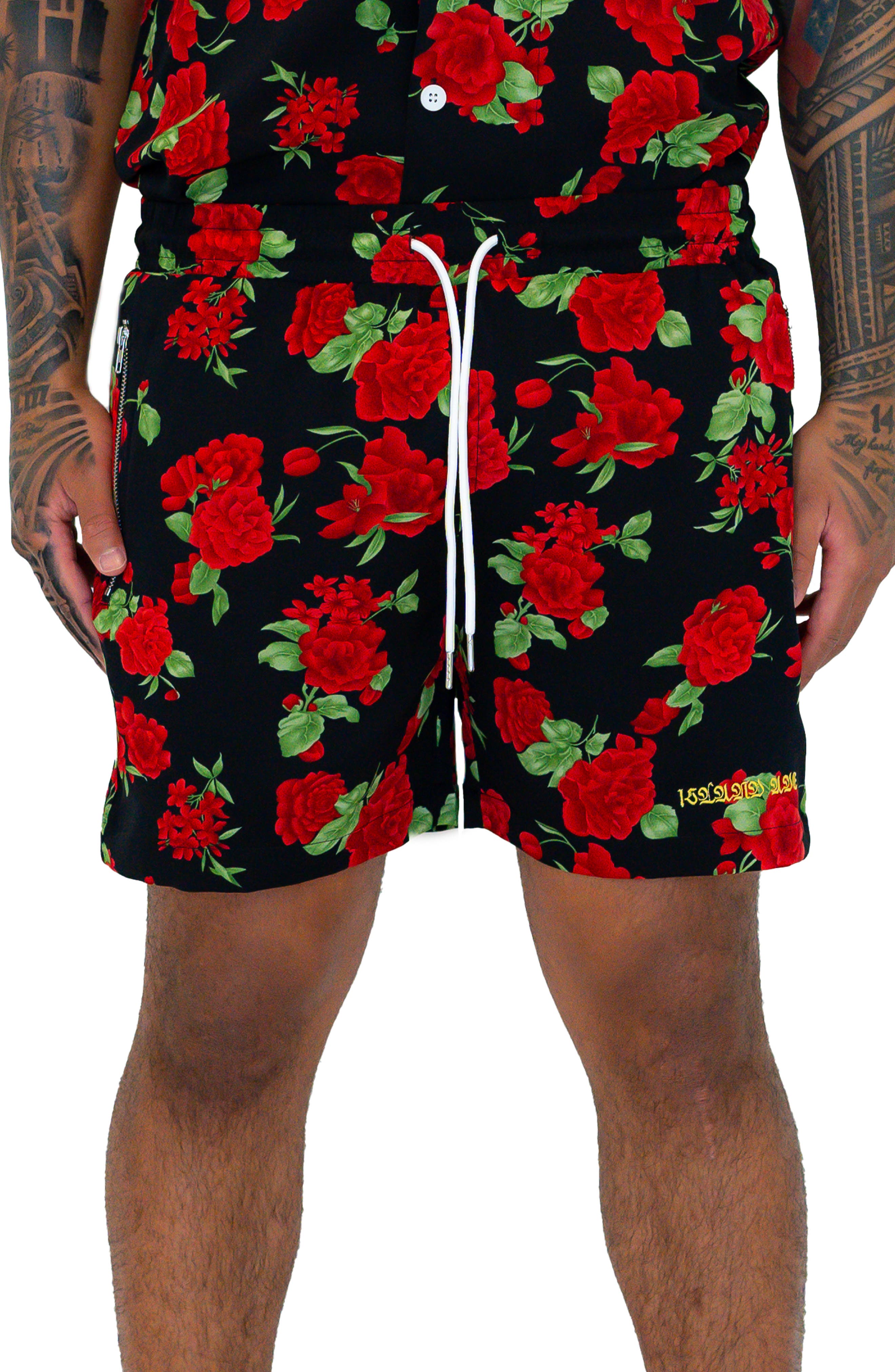 Daily Red Roses Floral Drawstring Shorts (Men) | Nordstromrack