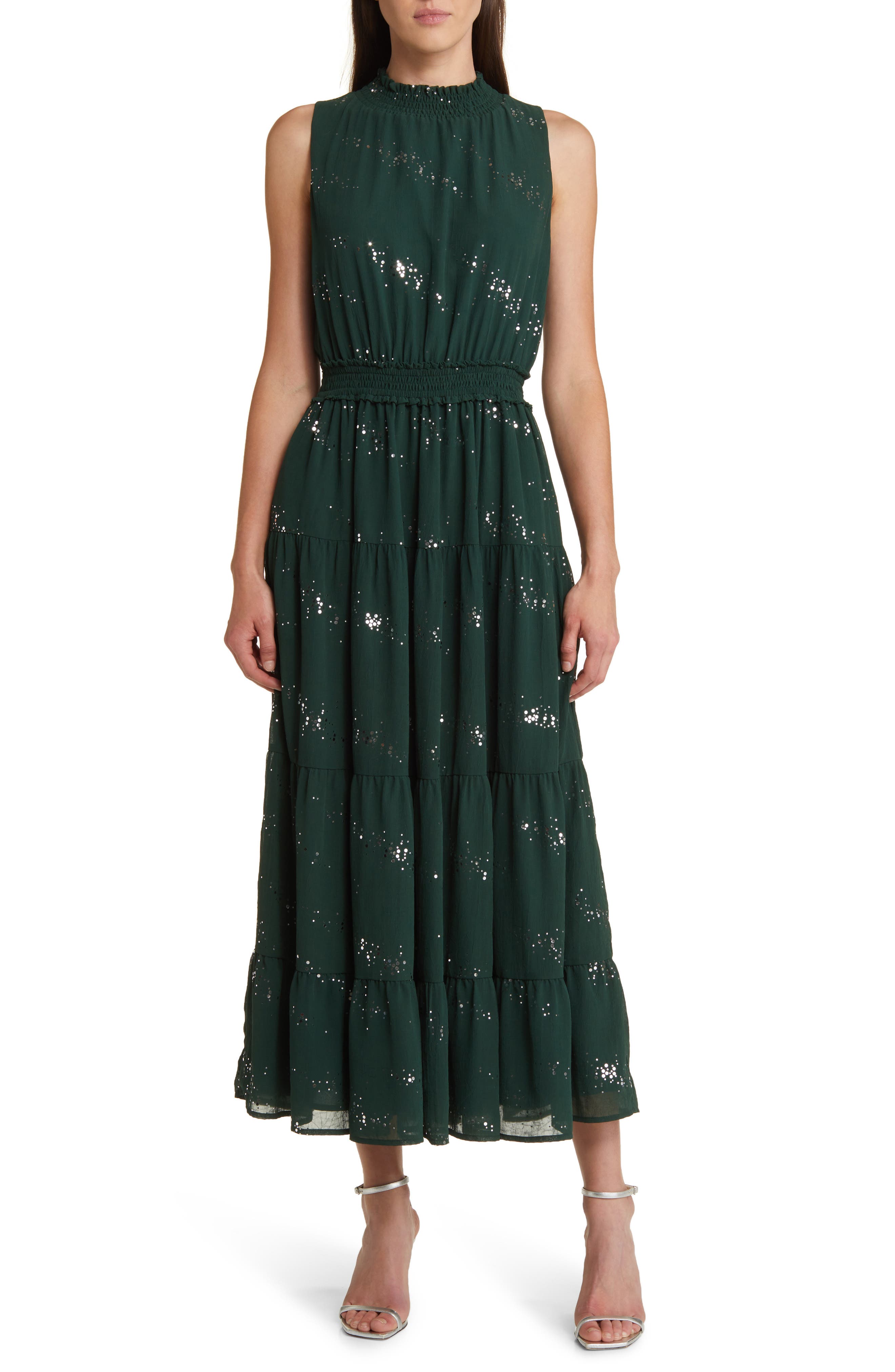 Lost + Wander Downtown Lights Foil Dot Chiffon Dress | Nordstromrack