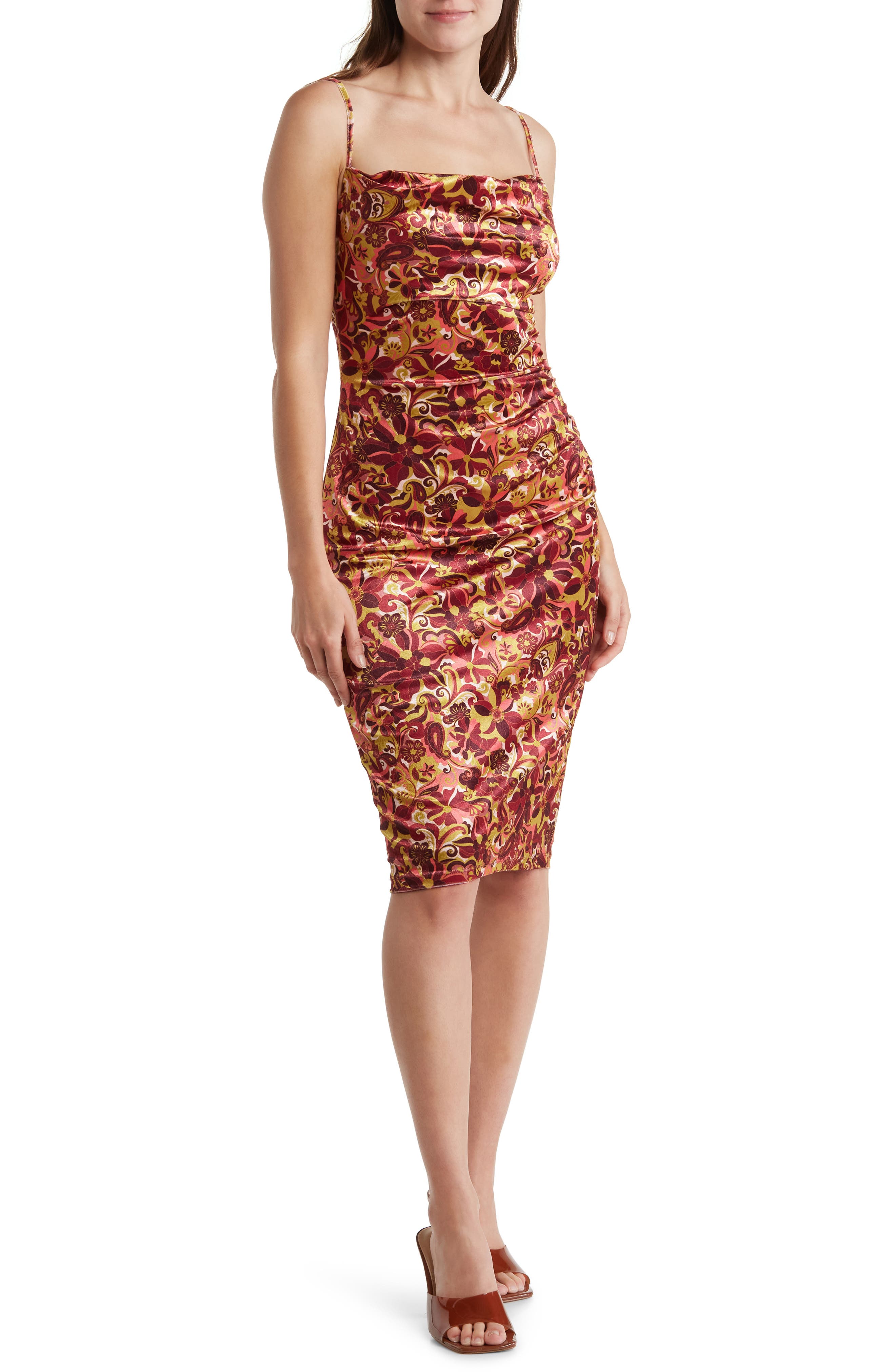 Laundry by Shelli Segal Floral Cowl Neck Body-Con Dress | Nordstromrack