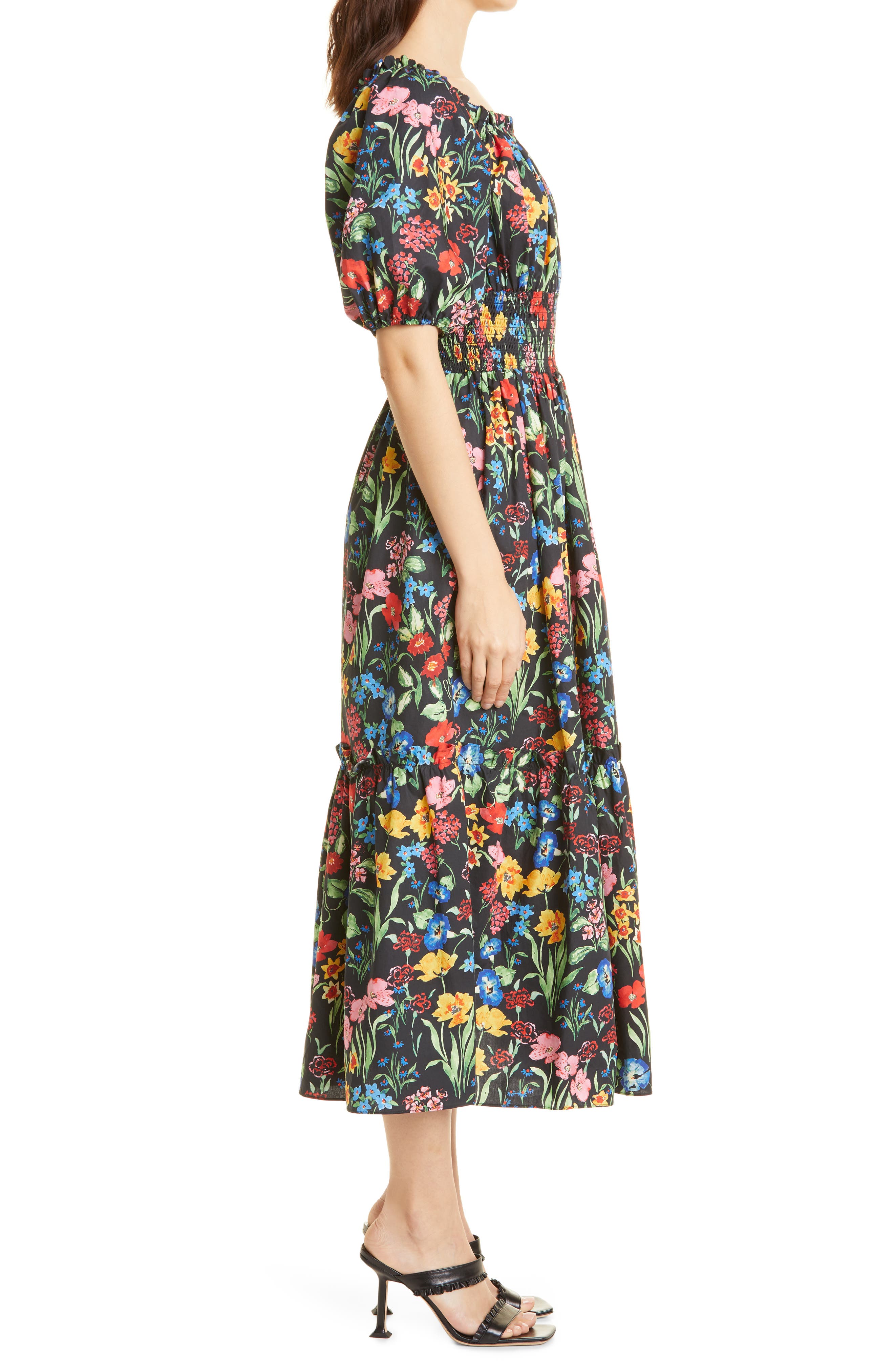 Cara Cara Mimi Floral Puff Sleeve Midi Dress | Nordstrom