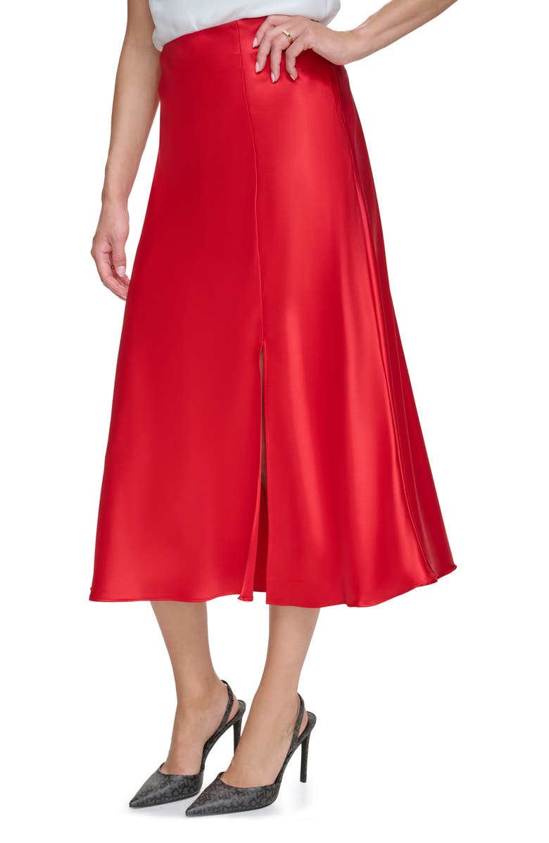 DKNY Satin Side Slit Midi Skirt | Nordstromrack