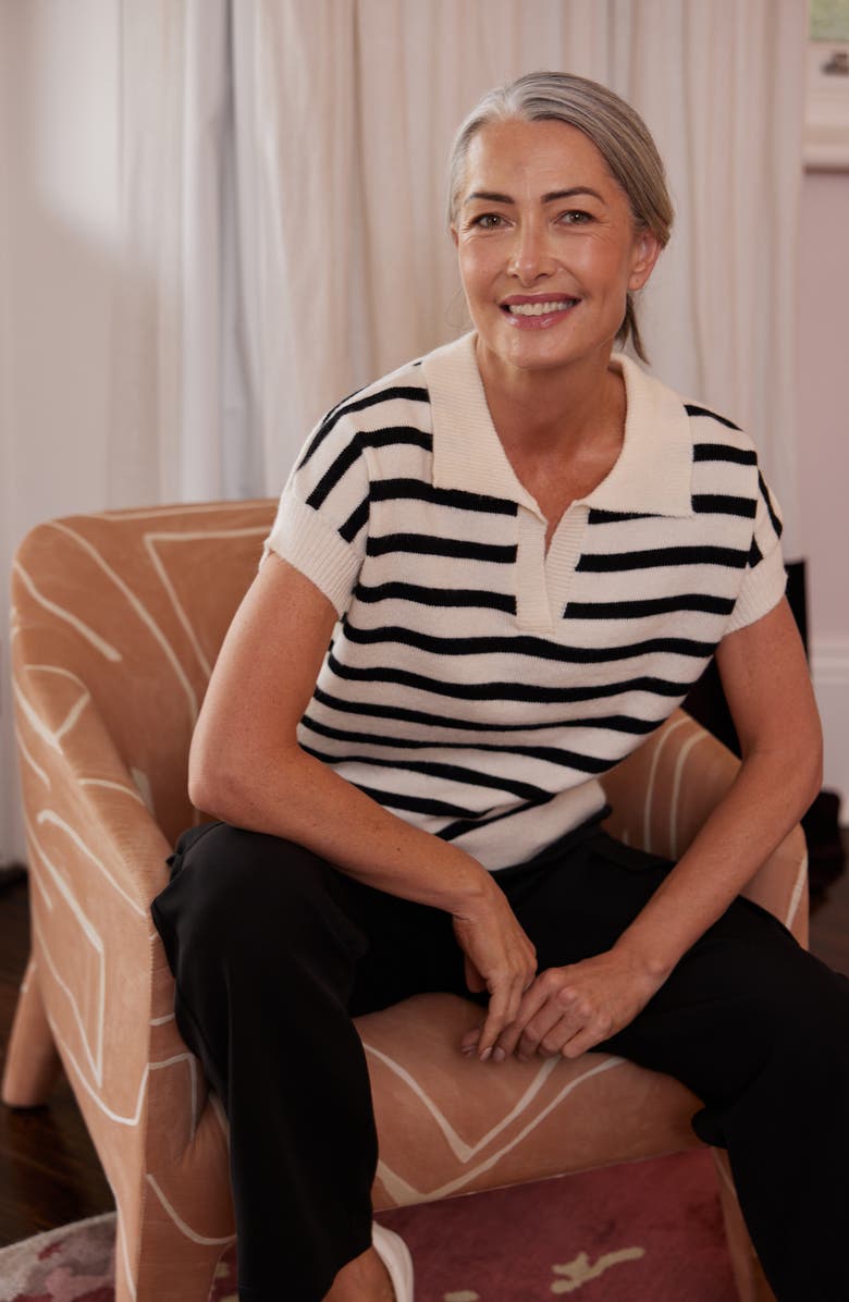 Brave+True Angelica Stripe Short Sleeve Polo Sweater | Nordstromrack