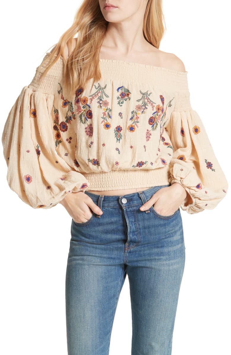 Free People Saachi Smocked Off the Shoulder Top | Nordstrom