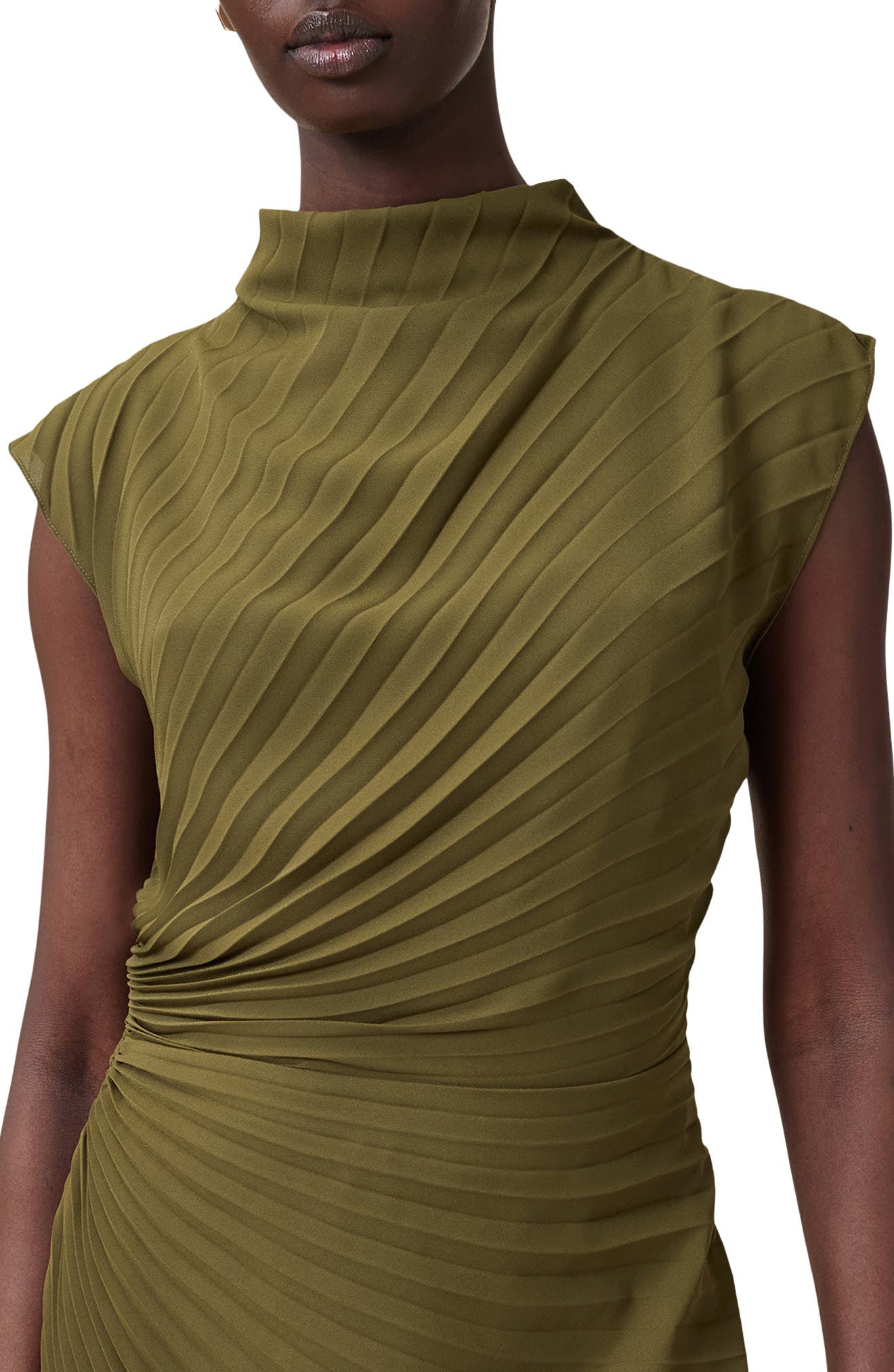 AllSaints Rayanna Pleated Cap Sleeve Dress | Nordstrom