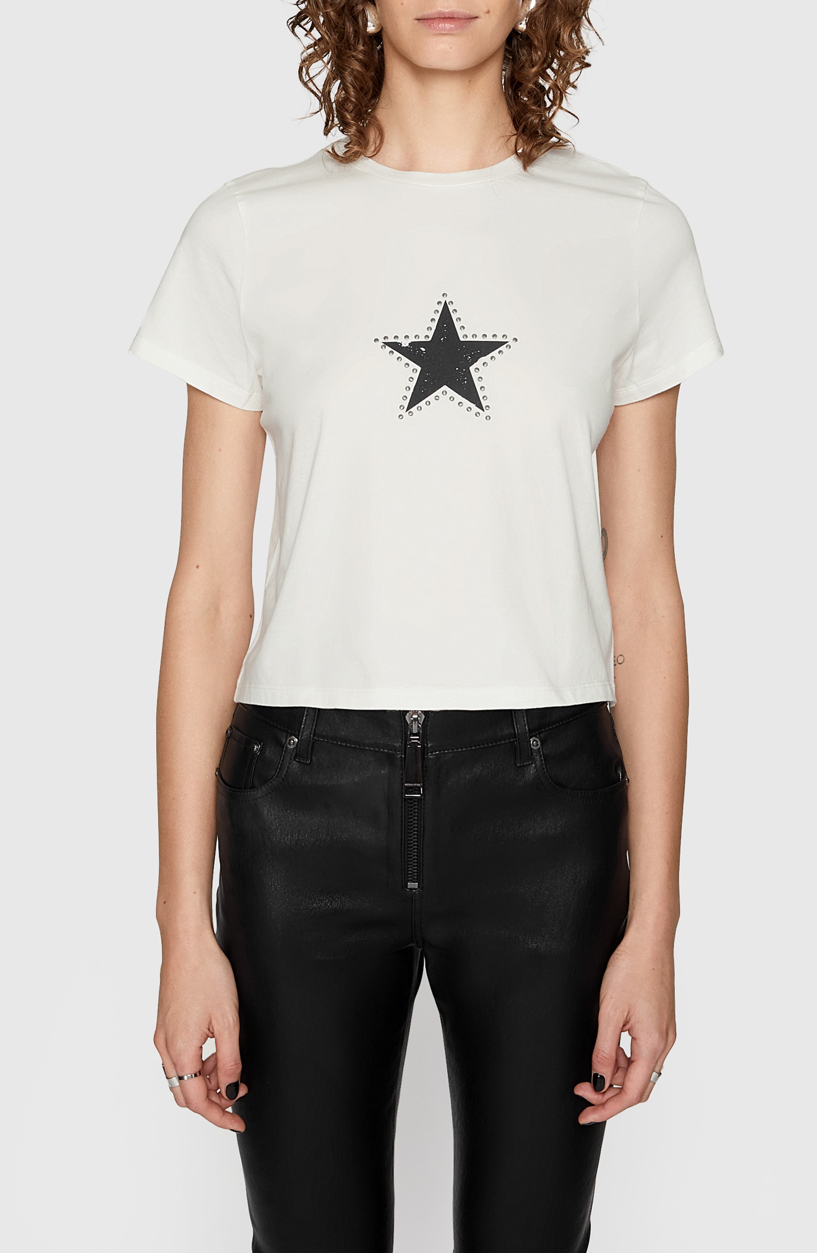 Rebecca Minkoff Carlin Embellished Star Cotton Graphic Crop T-Shirt ...