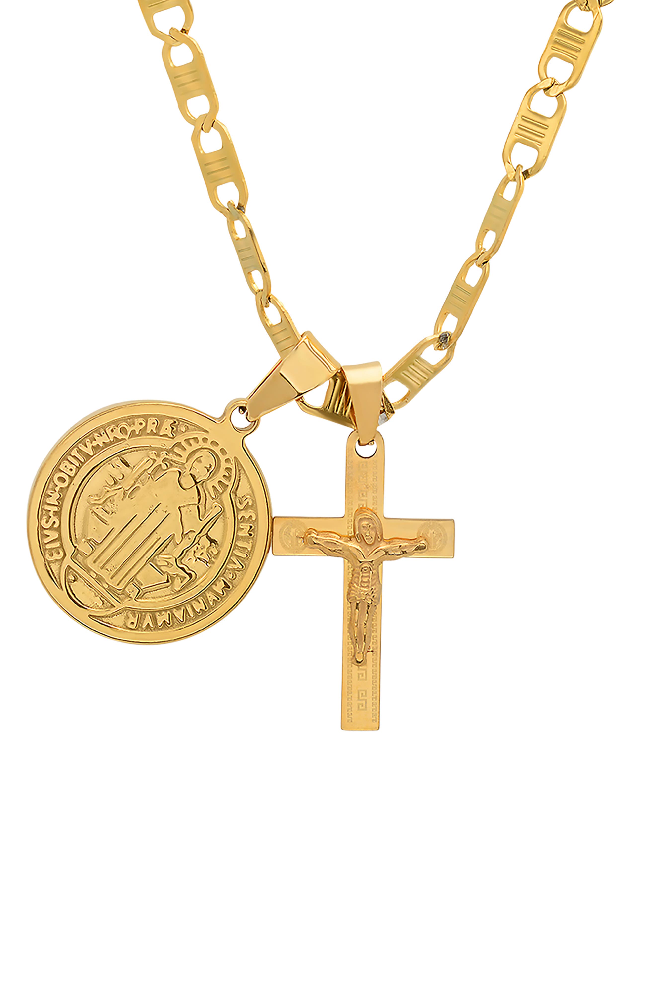 HMY JEWELRY Men's Jesus & Cross Pendant Necklace | Nordstromrack