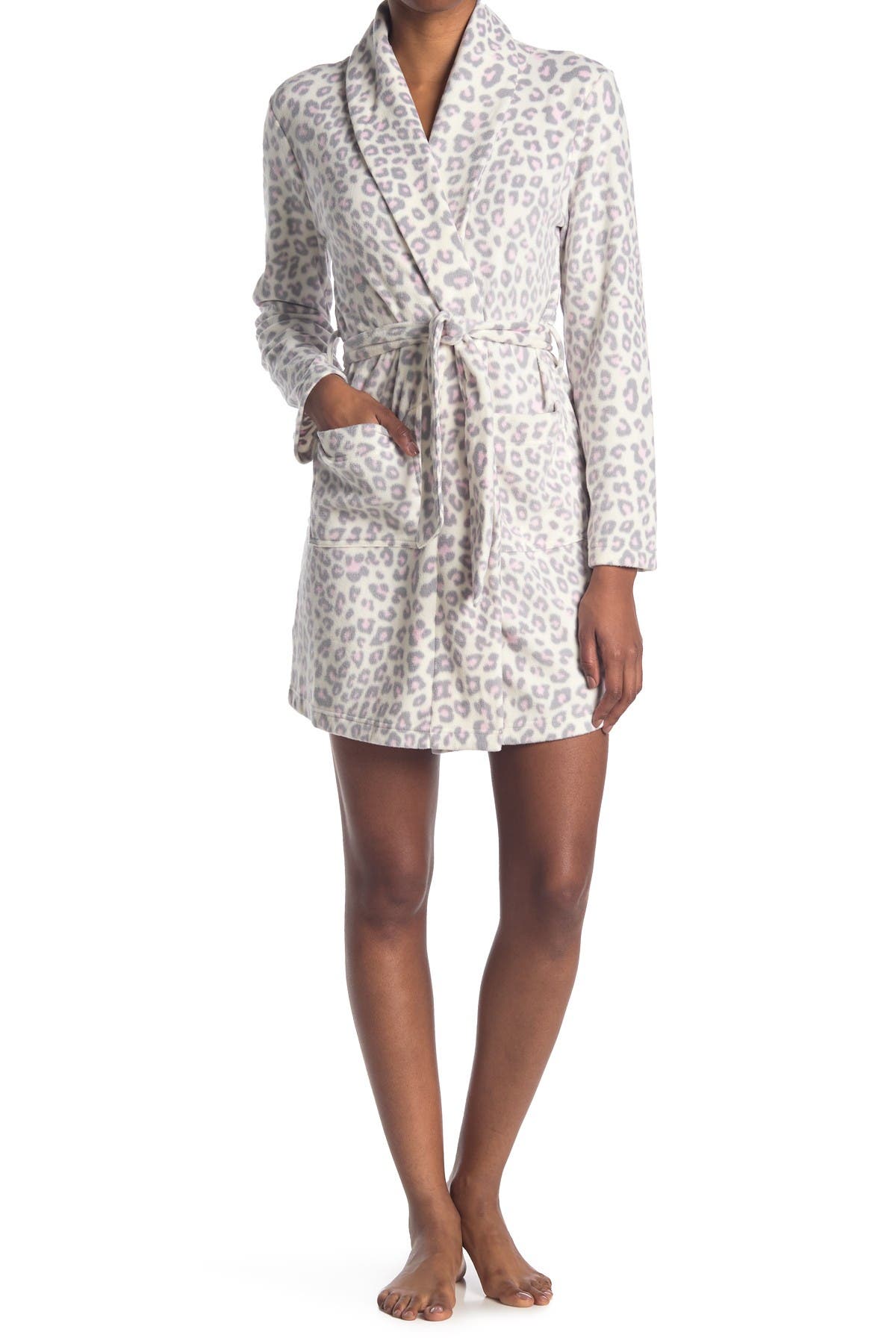 FREE PRESS Shawl Collar Microfleece Short Robe | Nordstromrack