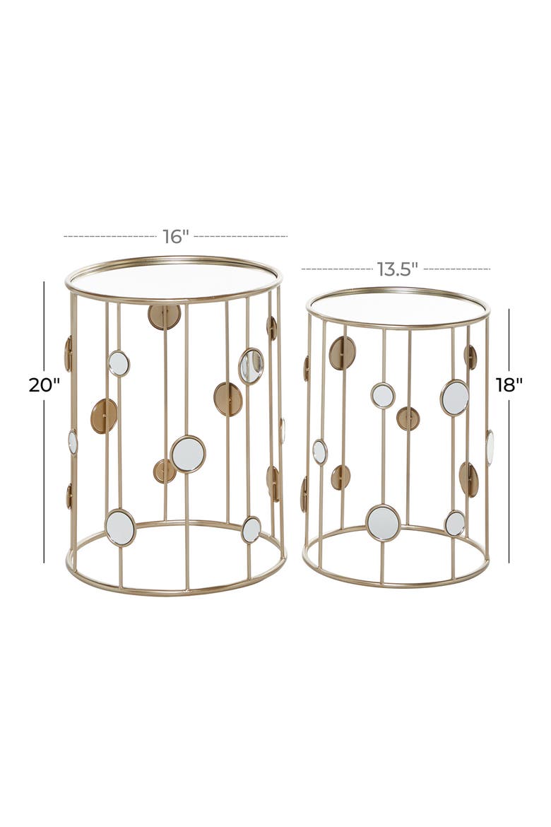 VIVIAN LUNE HOME Goldtone Metal Contemporary Accent Table with Mirrored ...