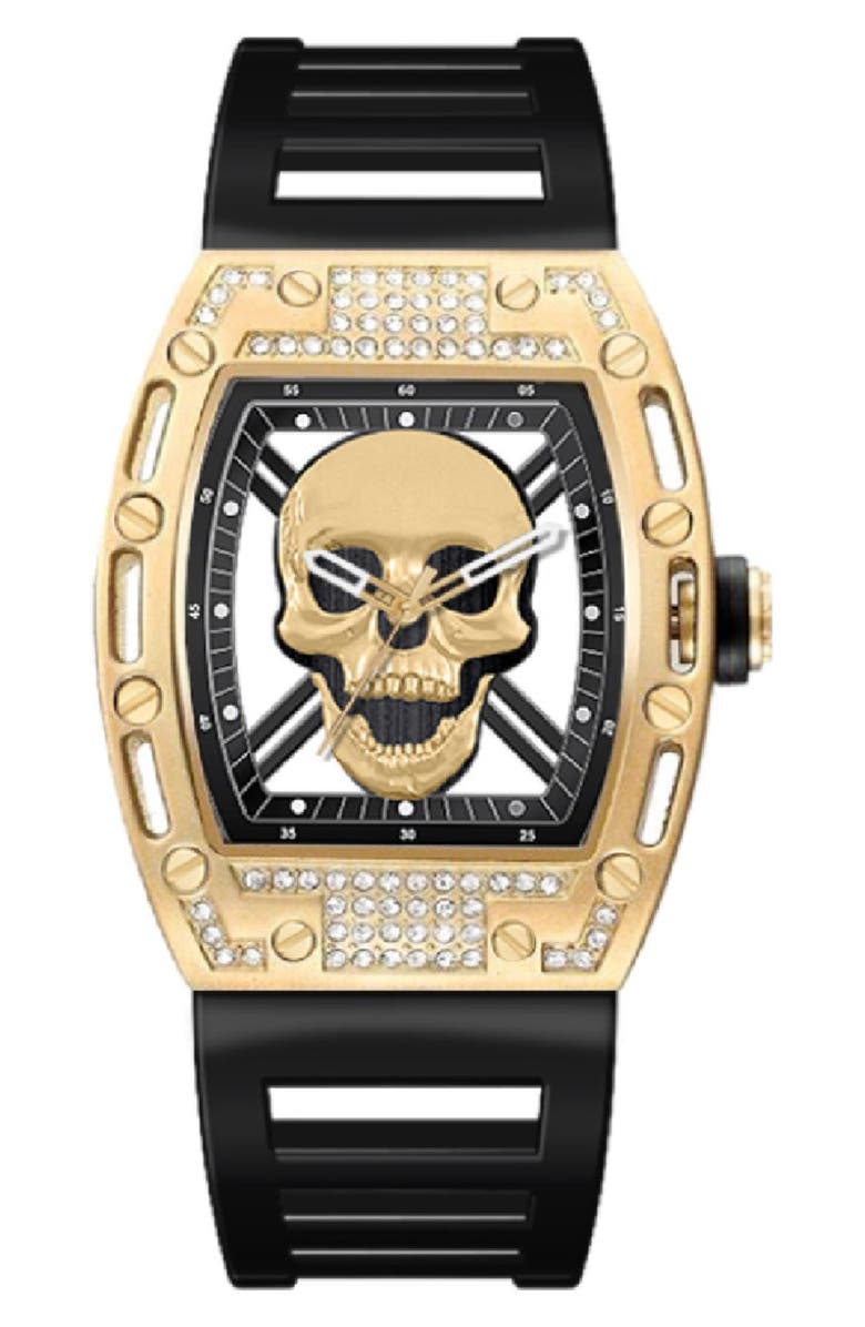 I TOUCH x Ed Hardy Crystal Skull Plastic Strap Watch, 30mm x 34.5mm ...