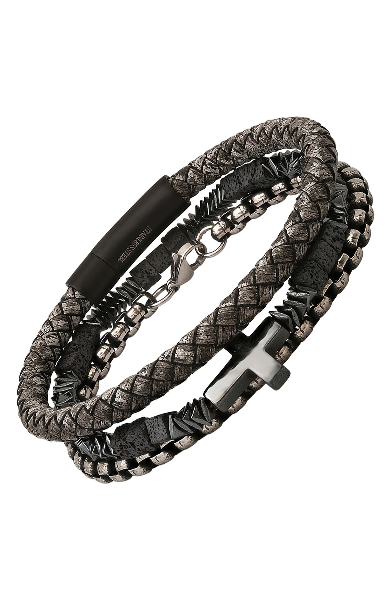 HMY JEWELRY Mens' Mixed Bracelets Set of 3 | Nordstromrack