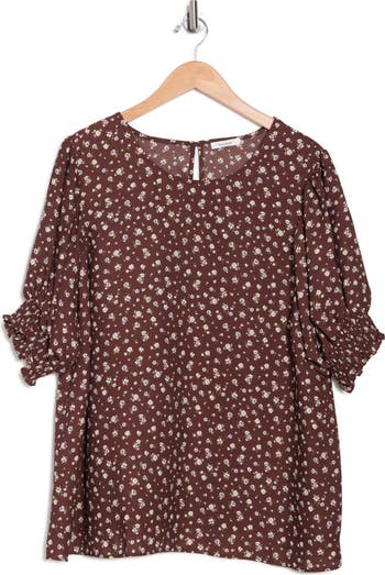 Pleione Floral Puff Sleeve Blouse | Nordstromrack