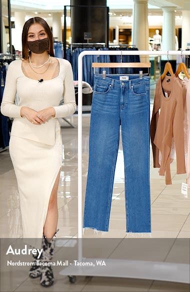 PAIGE Cindy High Waist Stringy Raw Hem Ankle Straight Leg Jeans ...