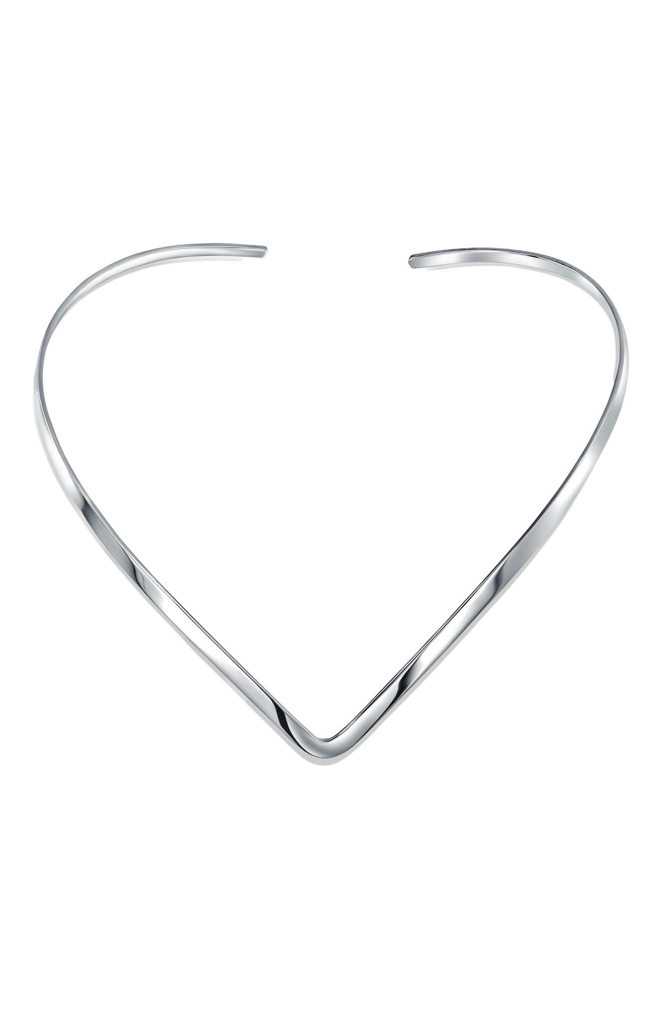 BLING JEWELRY Sterling Silver Slider Choker V-Collar Necklace ...