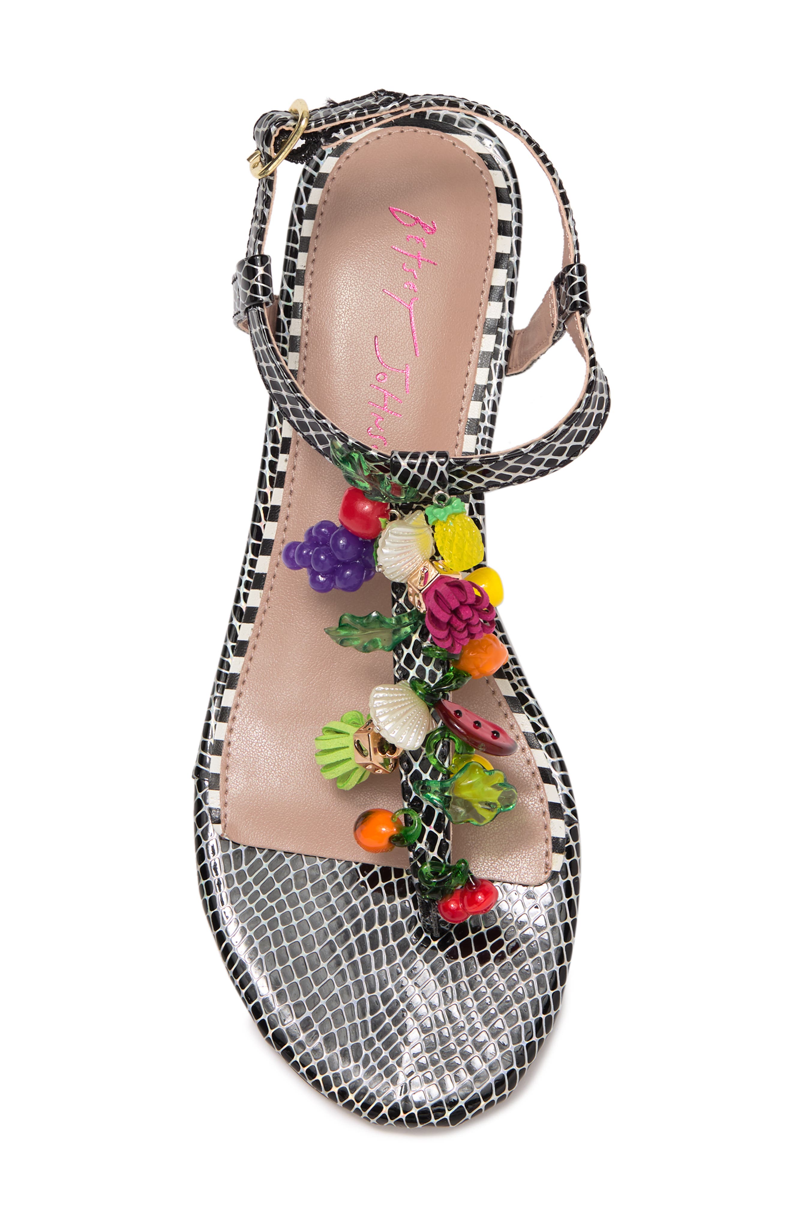 Betsey Johnson Lannah Fruit Charm Lizard Embossed Sandal | Nordstromrack