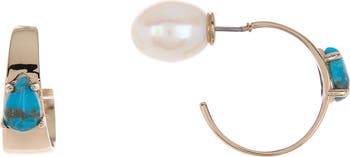 Carolee Designs Eden Gold Plated Stone & Freshwater Pearl Back Huggie ...