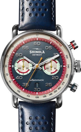 Shinola Lap 4 Canfield Speedway Leather Strap Automatic Chronograph ...