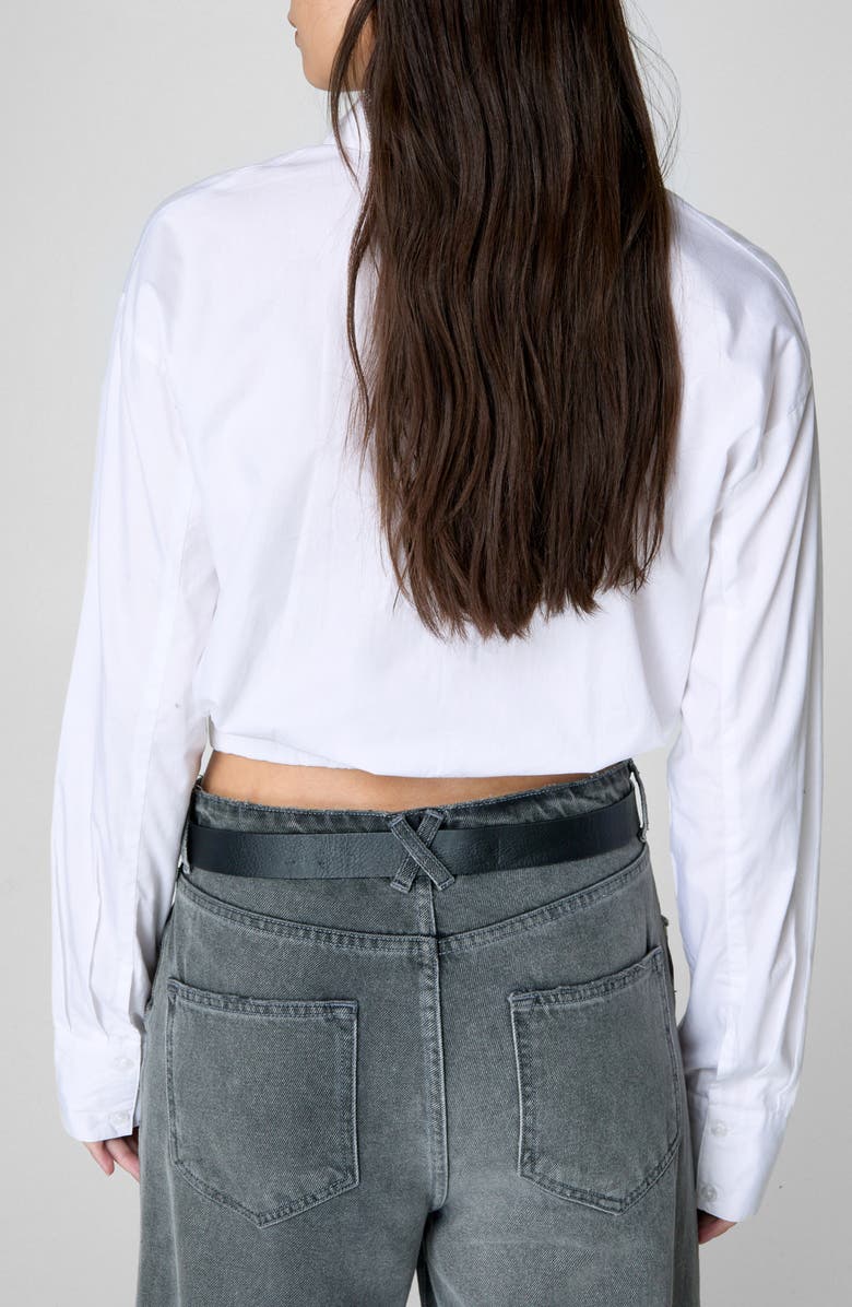 NASTY GAL Elastic Waist Crop Cotton Poplin Button-Up Shirt | Nordstromrack