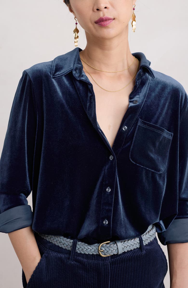 Seasalt Cornwall Elm Tree Velvet Button-Up Shirt | Nordstrom