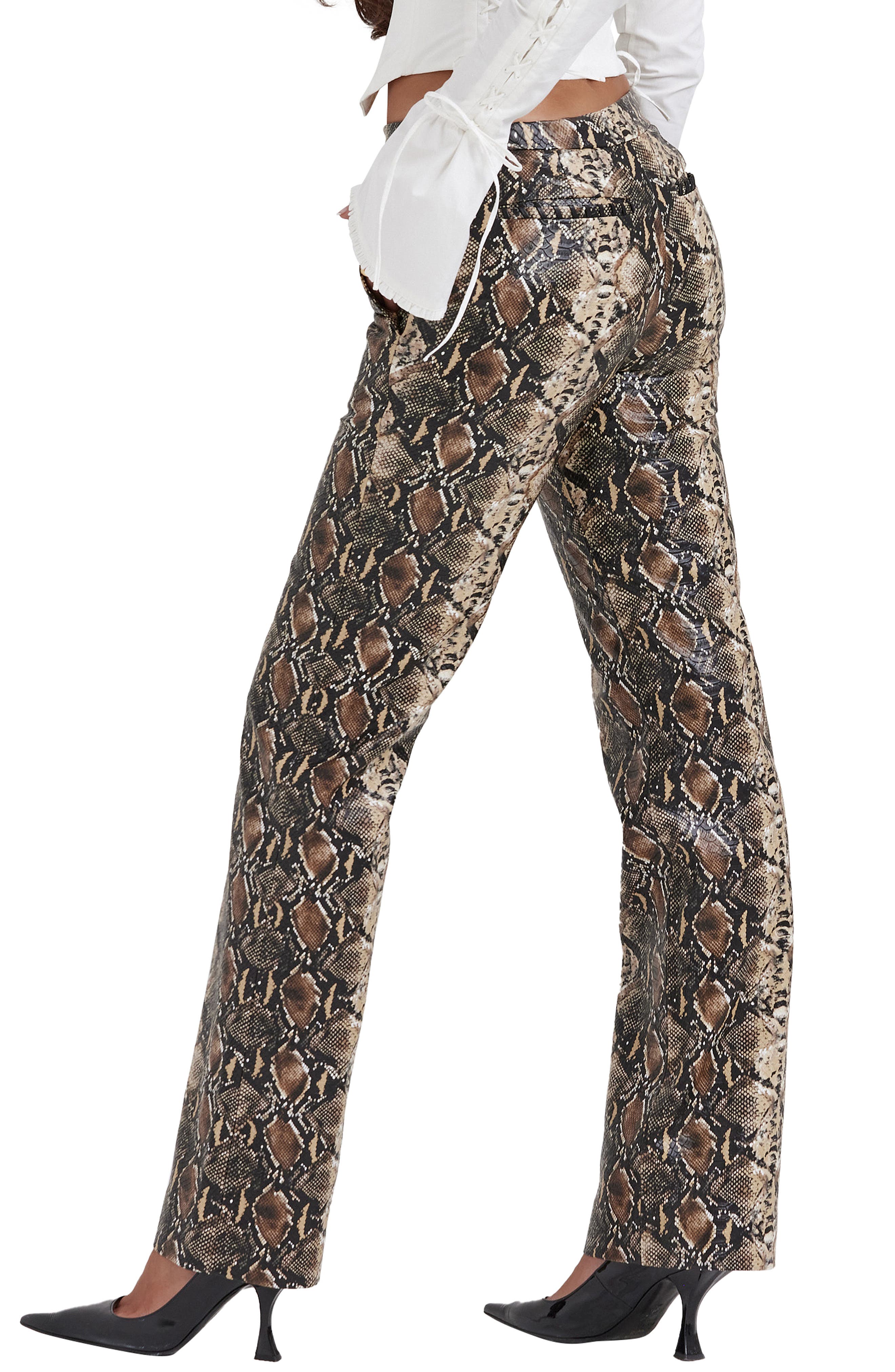 HOUSE OF CB Sernia Lace-Up Faux Leather Trousers | Nordstrom