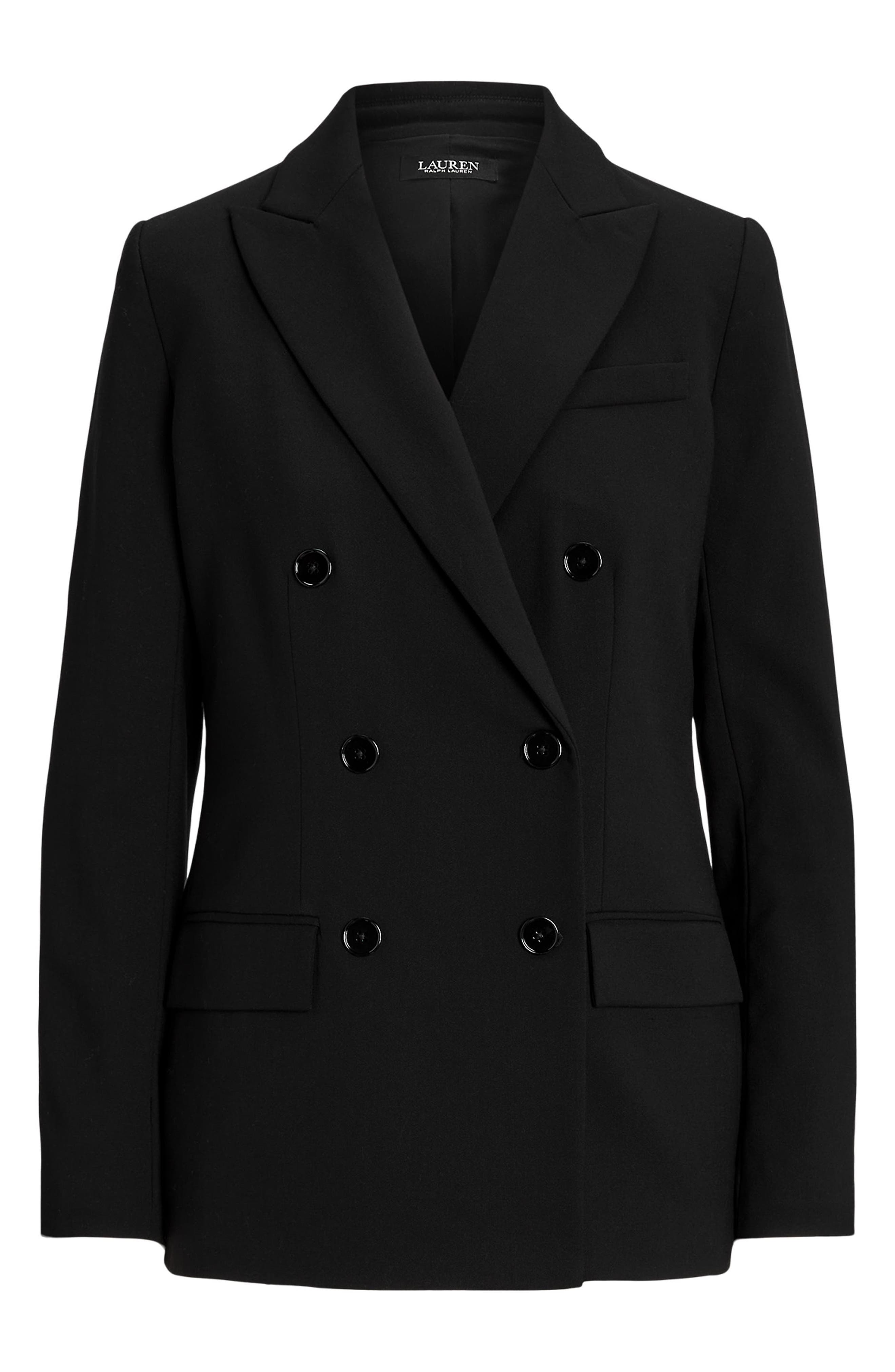 Lauren Ralph Lauren Double Breasted Stretch Wool Crepe Blazer | Nordstrom