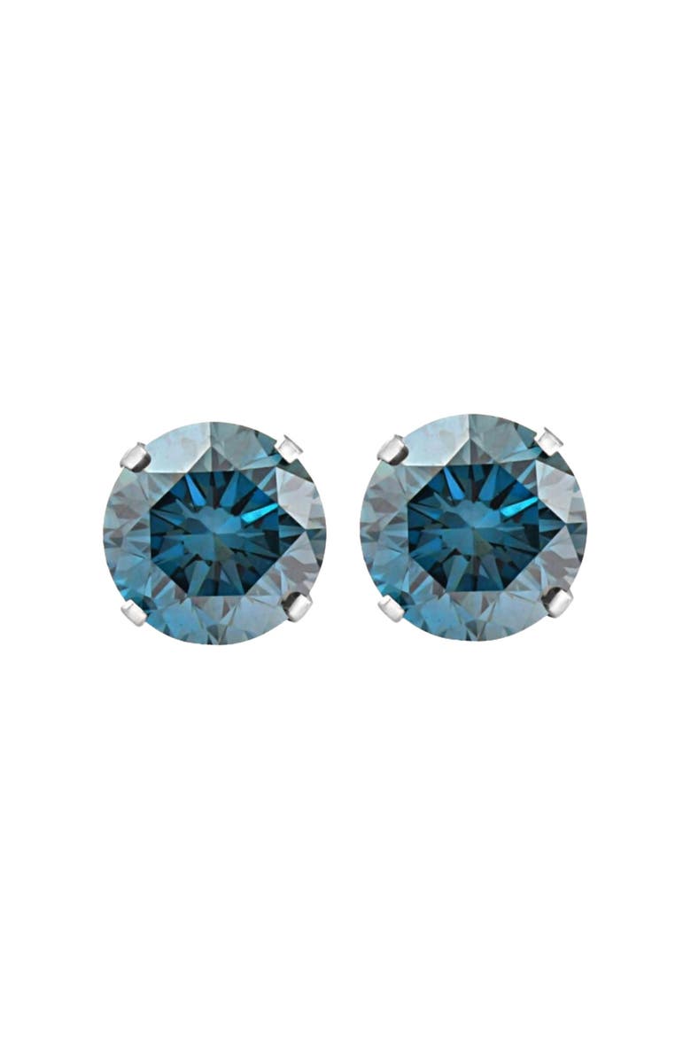 Bliss Diamond 1 1/4 Ct T.W. Round Blue Diamond Studs in 14k Gold Lab ...