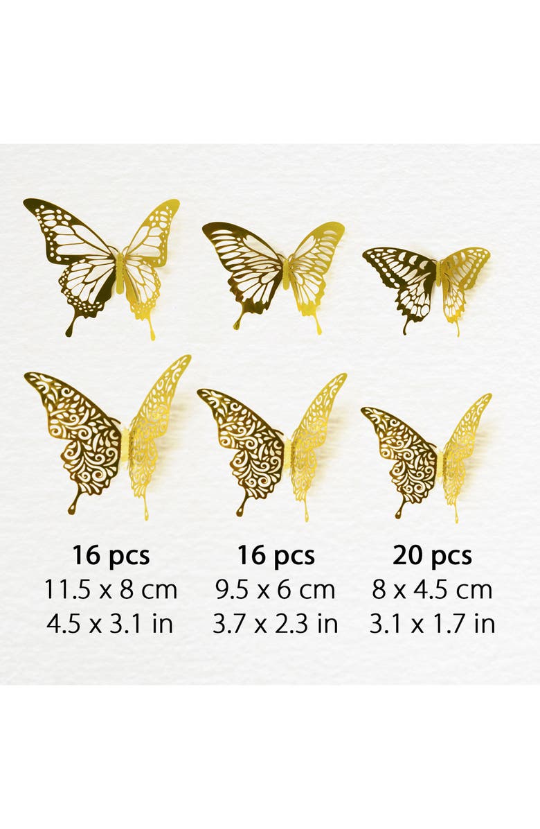 WALPLUS Gold Floral 3D Butterflies Mix | Nordstromrack