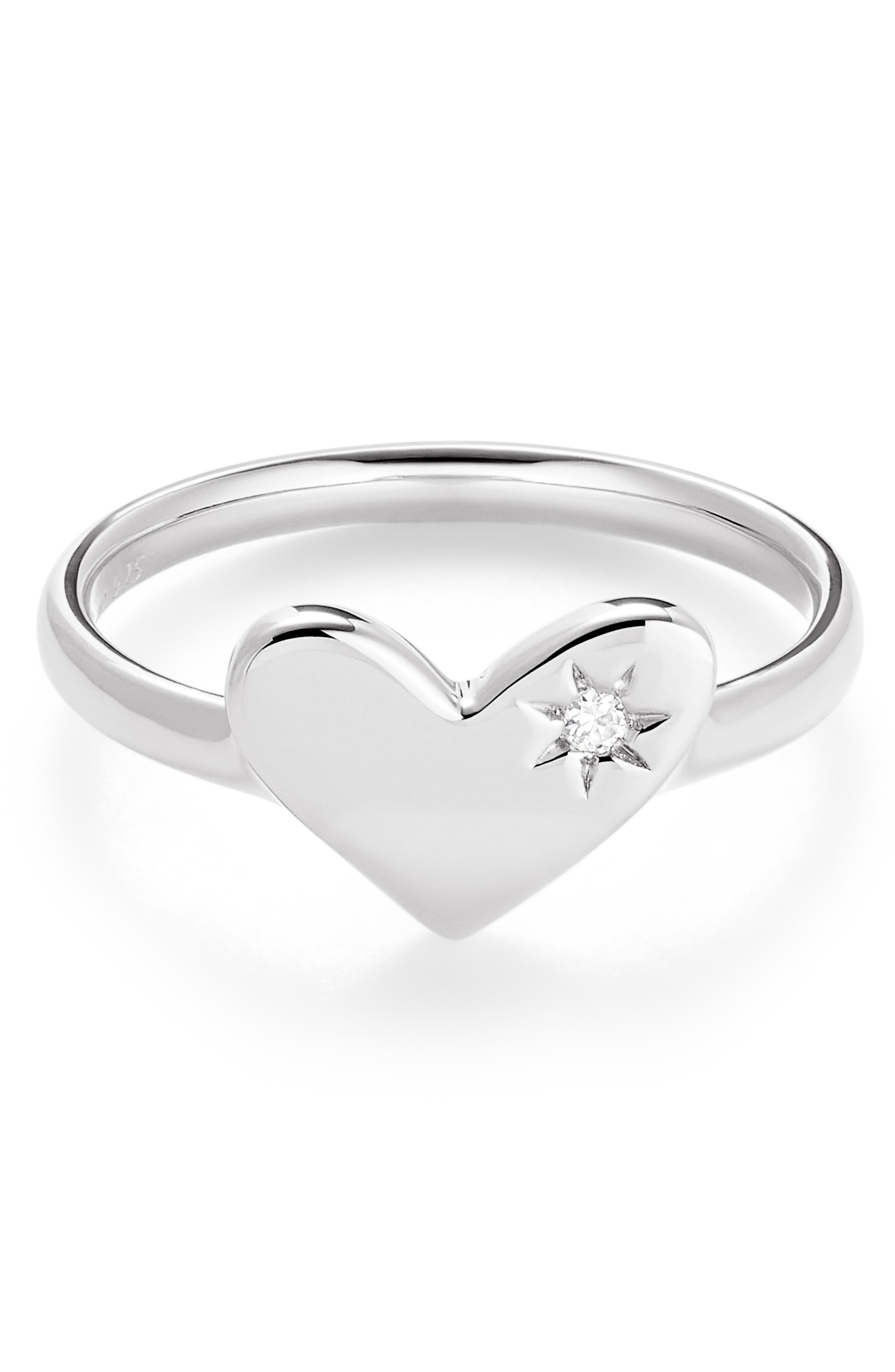 Kendra Scott Ari White Sapphire Sterling Silver Heart Ring | Nordstromrack