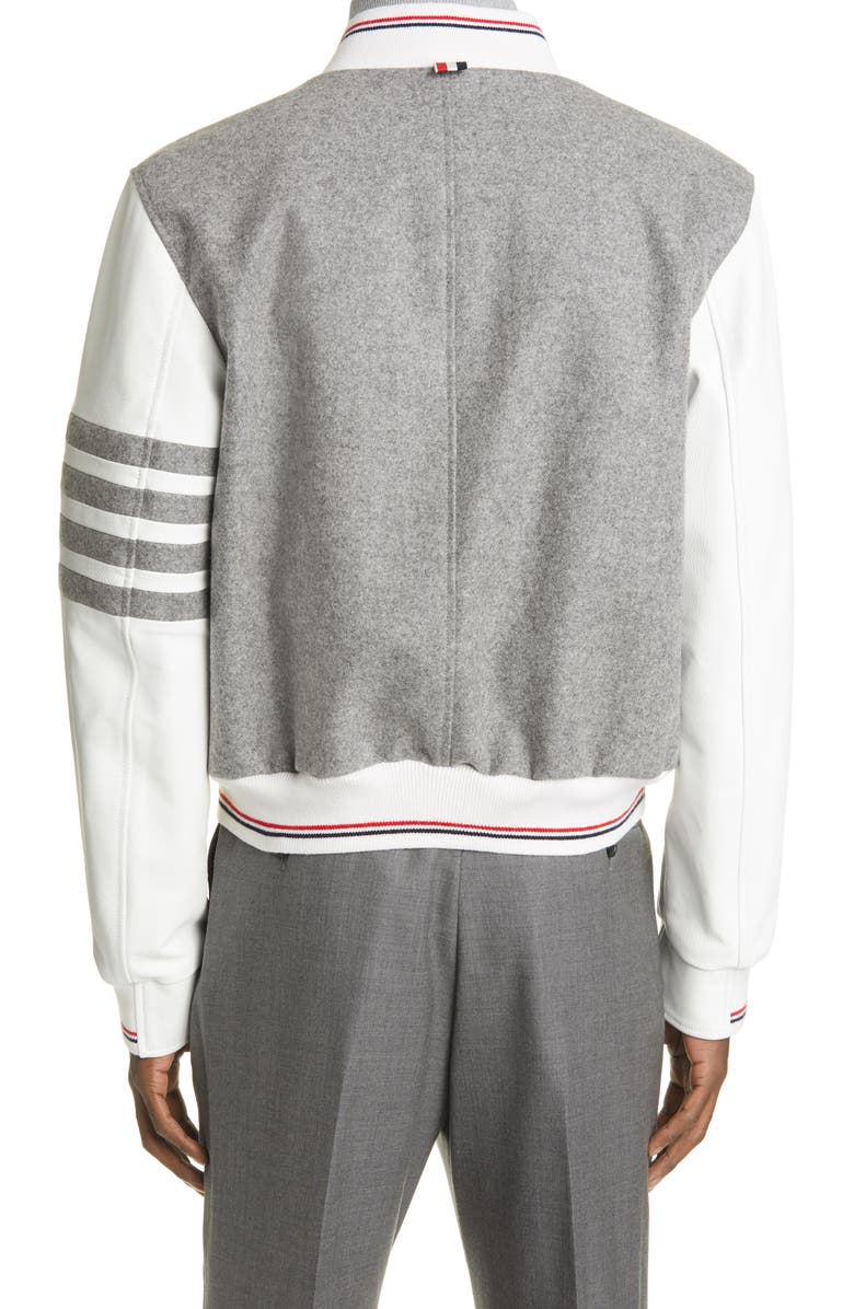 Thom Browne 4-Bar Wool & Leather Bomber Jacket | Nordstrom