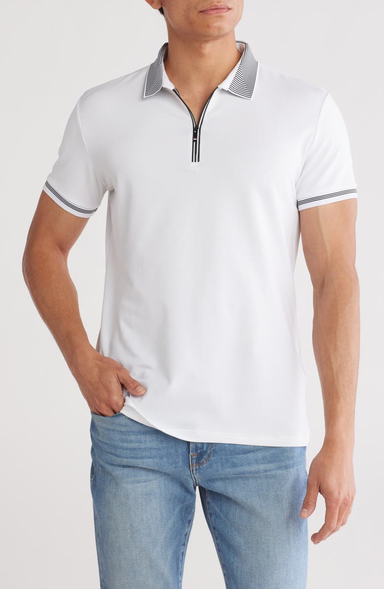 T.R. PREMIUM Slim Fit Zip Stretch Cotton Polo | Nordstromrack