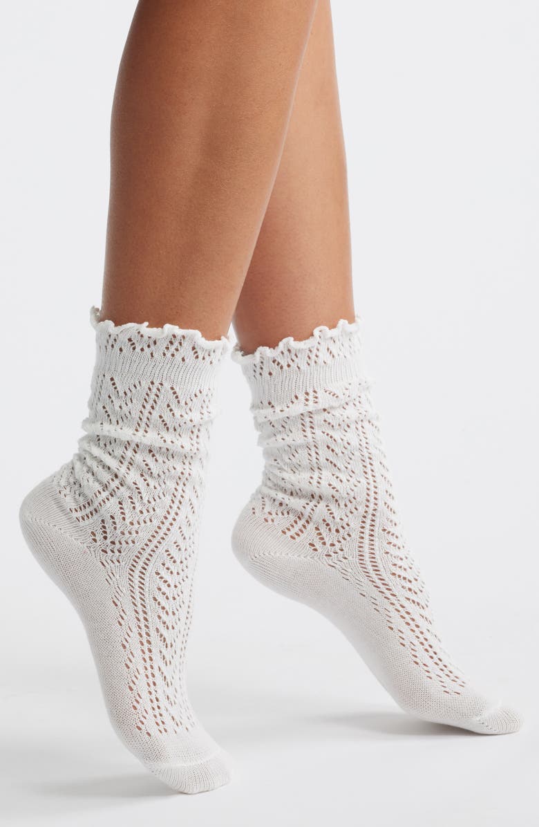 Casa Clara Pointelle Lettuce Edge Crew Socks | Nordstrom