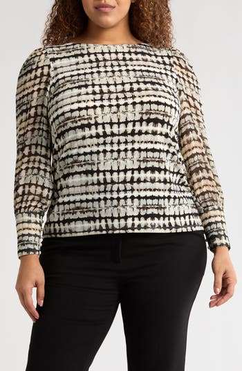 Anne Klein Print Bishop Sleeve Top | Nordstrom