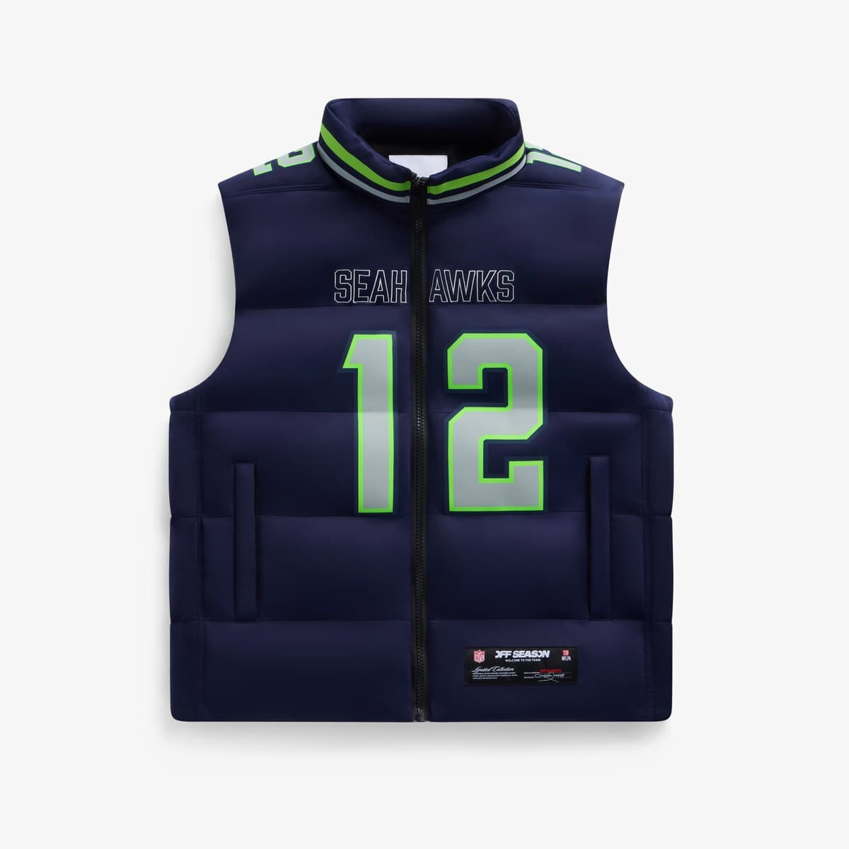 Off Season Unisex 12 Fan College Navy Seattle Seahawks Player Puffer ...