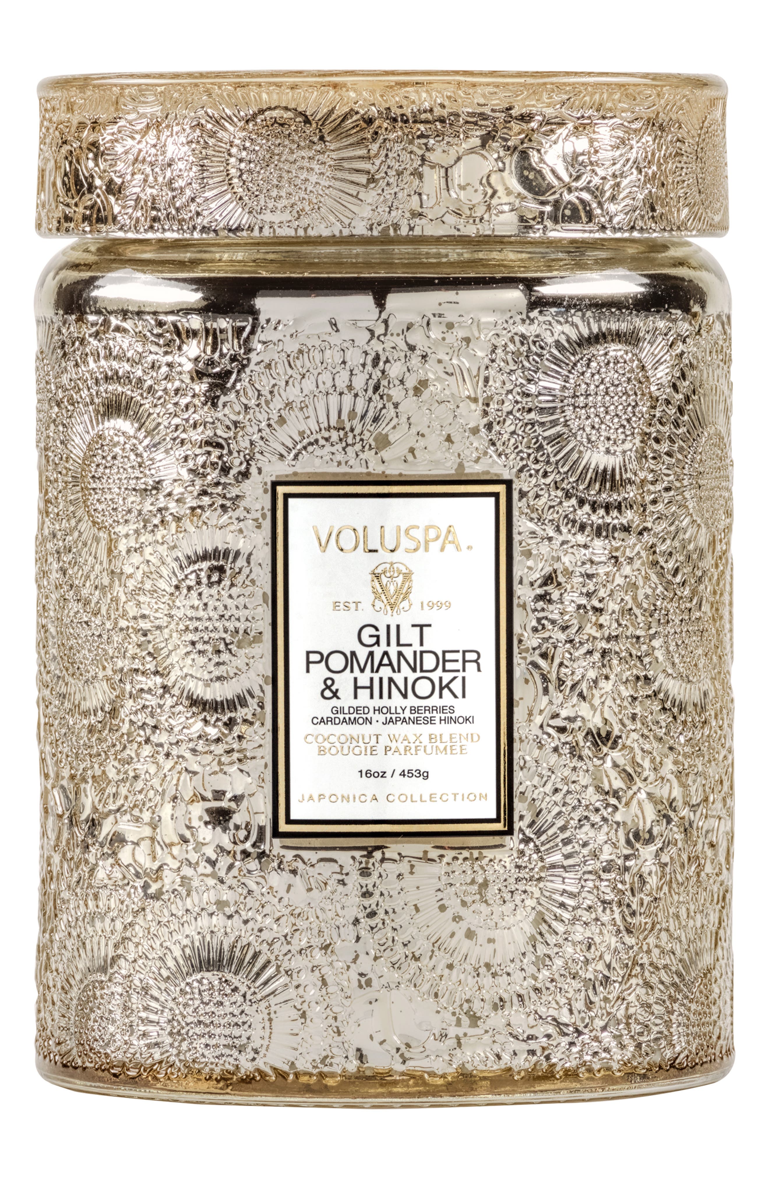 Voluspa Gilt Pomander & Hinoki Large Glass Jar Candle | Nordstrom