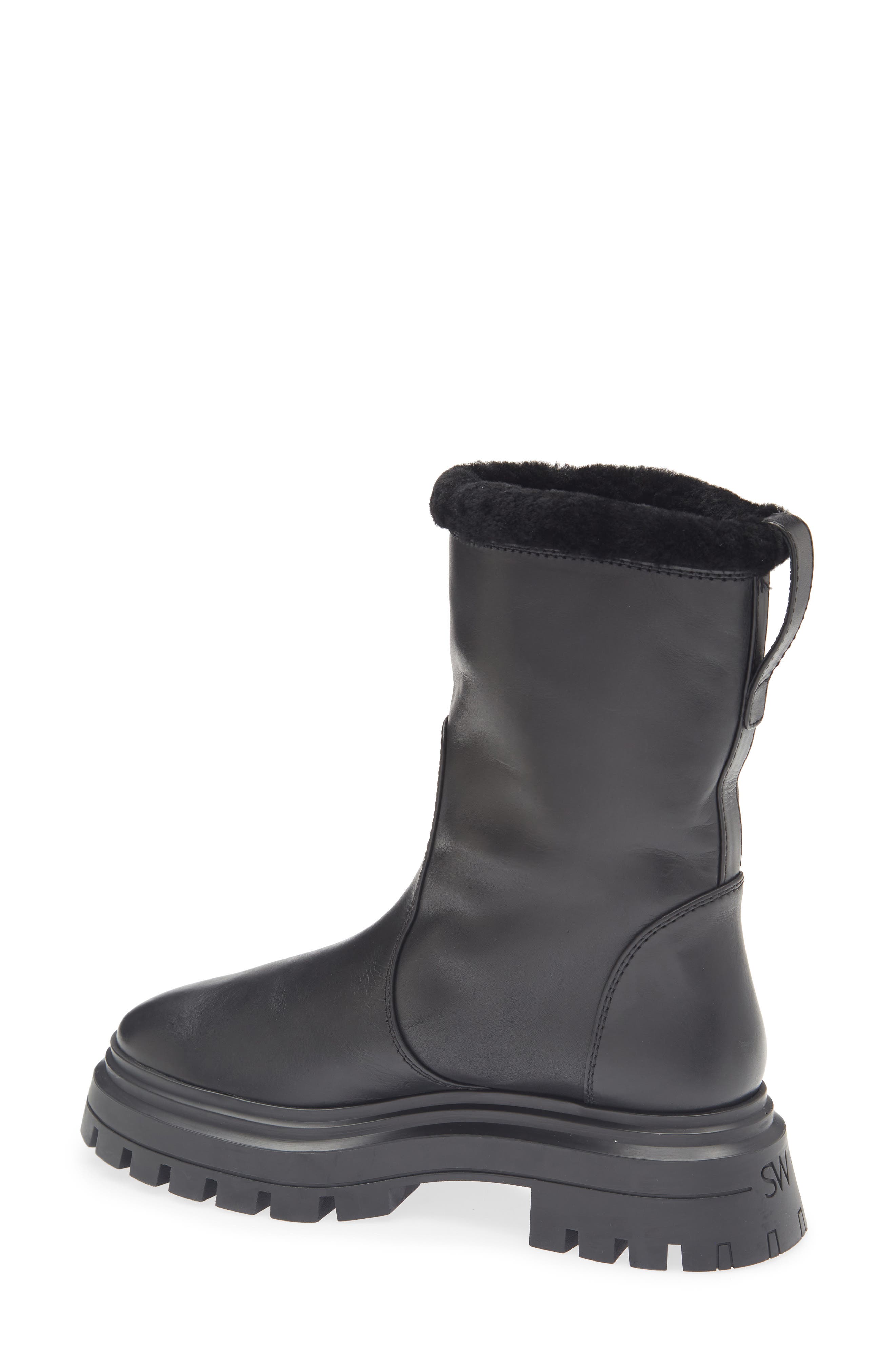 Stuart Weitzman Bedford Chill Genuine Shearling Lined Moto Bootie ...