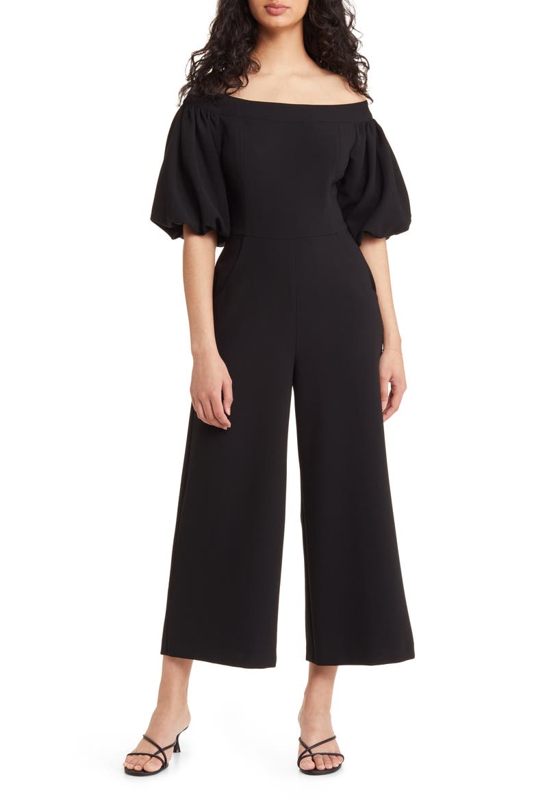 Off the Shoulder Puff Sleeve Crop Jumpsuit (Women) | Nordstromrack