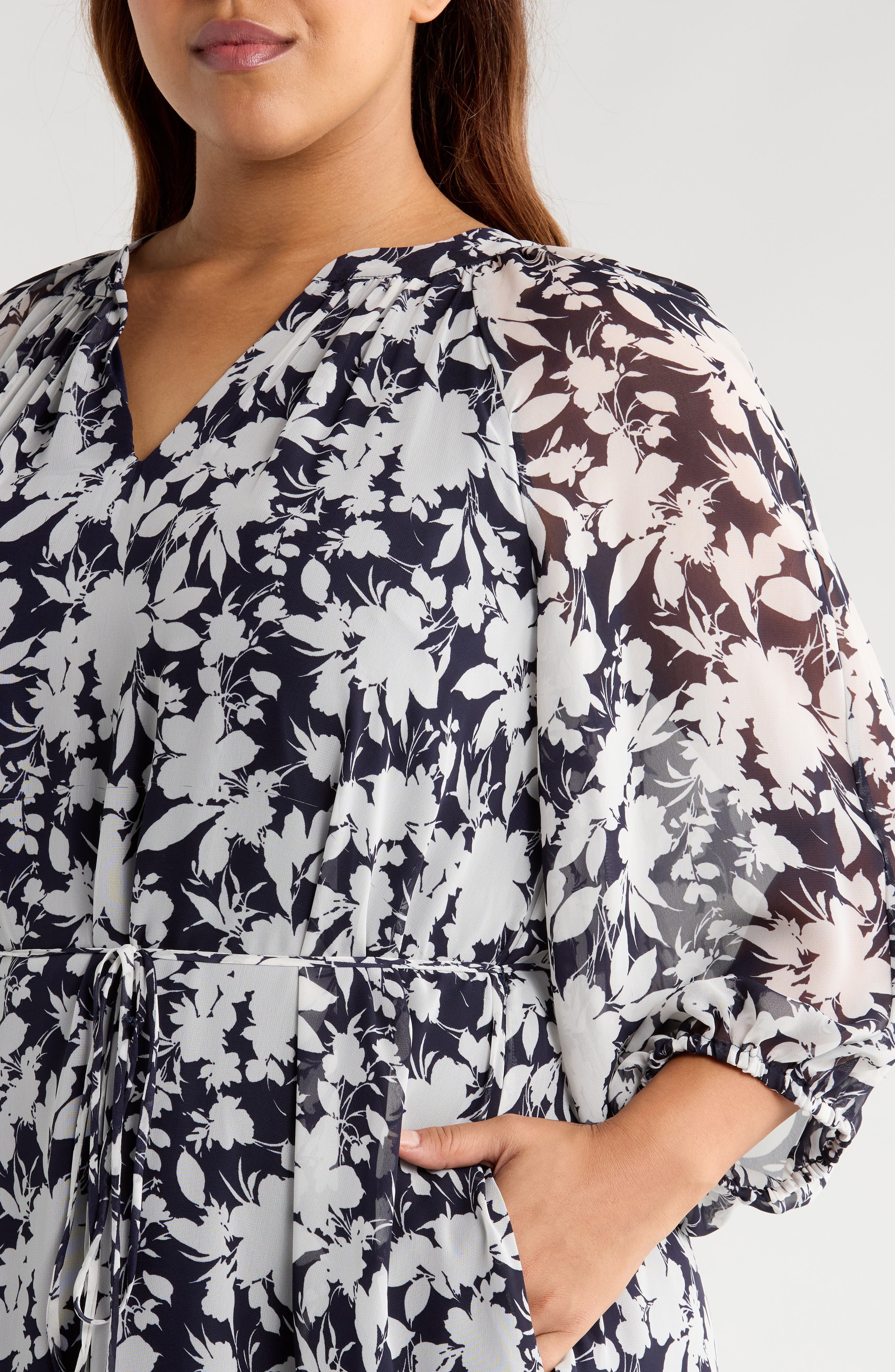 Julia Jordan Puff Sleeve Tie Belt Midi Dress | Nordstromrack