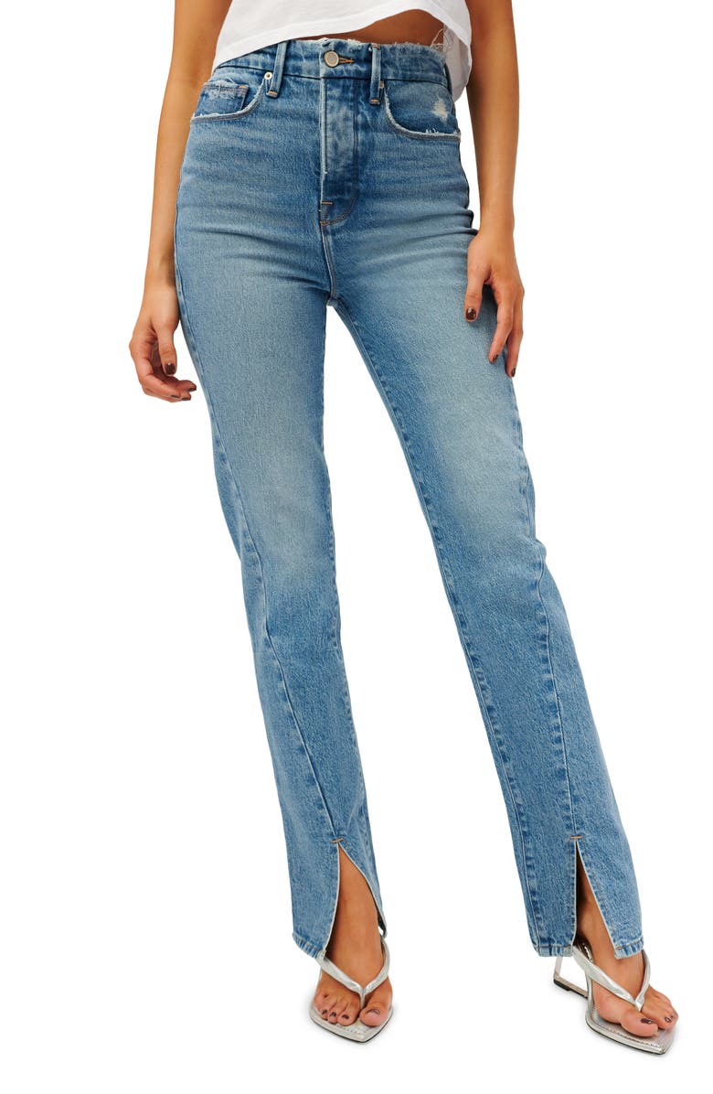 Good American Good Boy Twisted Slit Ankle Jeans | Nordstrom