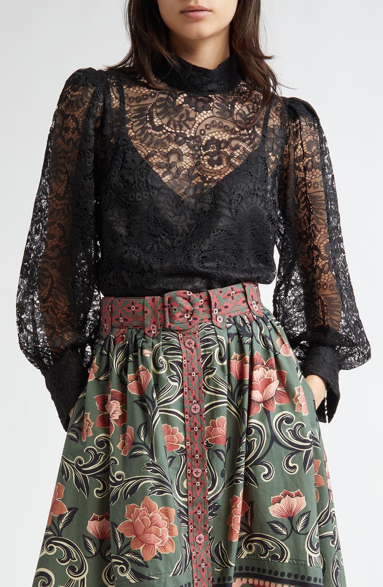 FARM Rio Long Sleeve Lace Shirt | Nordstromrack