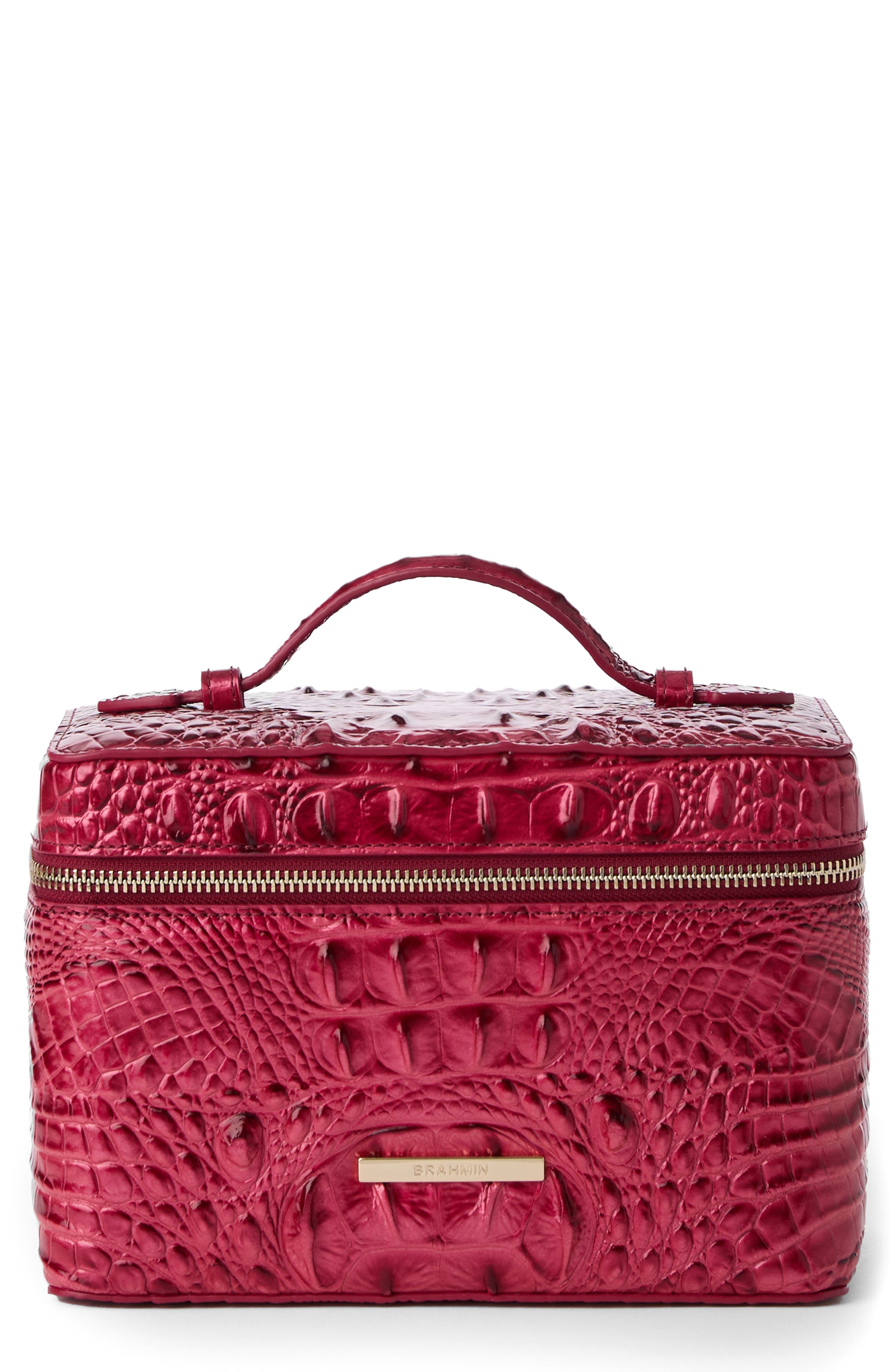 Brahmin Charmaine Croc Embossed Leather Train Case In Merlot | ModeSens