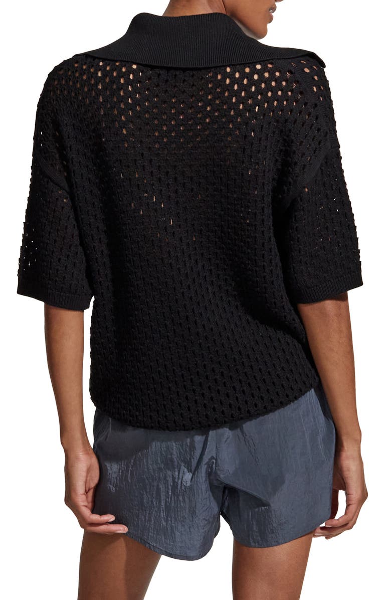 Varley Teagan Short Sleeve Boxy Cotton Open Knit Sweater | Nordstrom